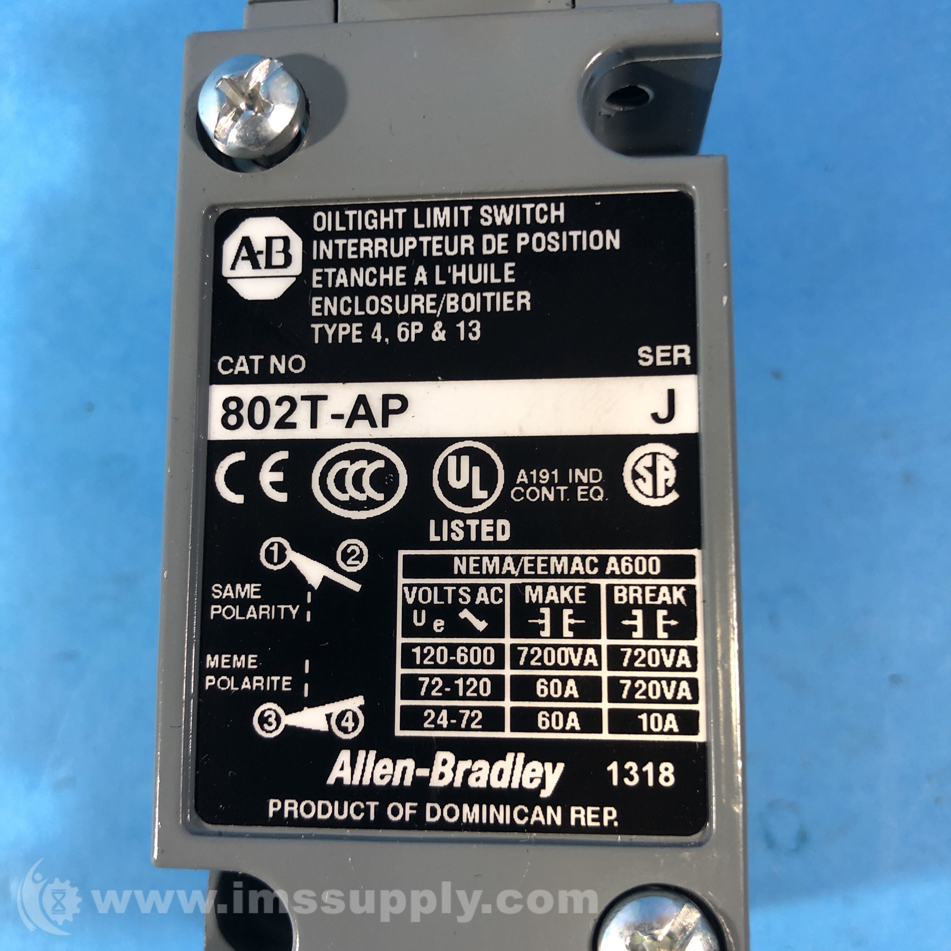 Allen Bradley 802T-AP Limit Switch - IMS Supply