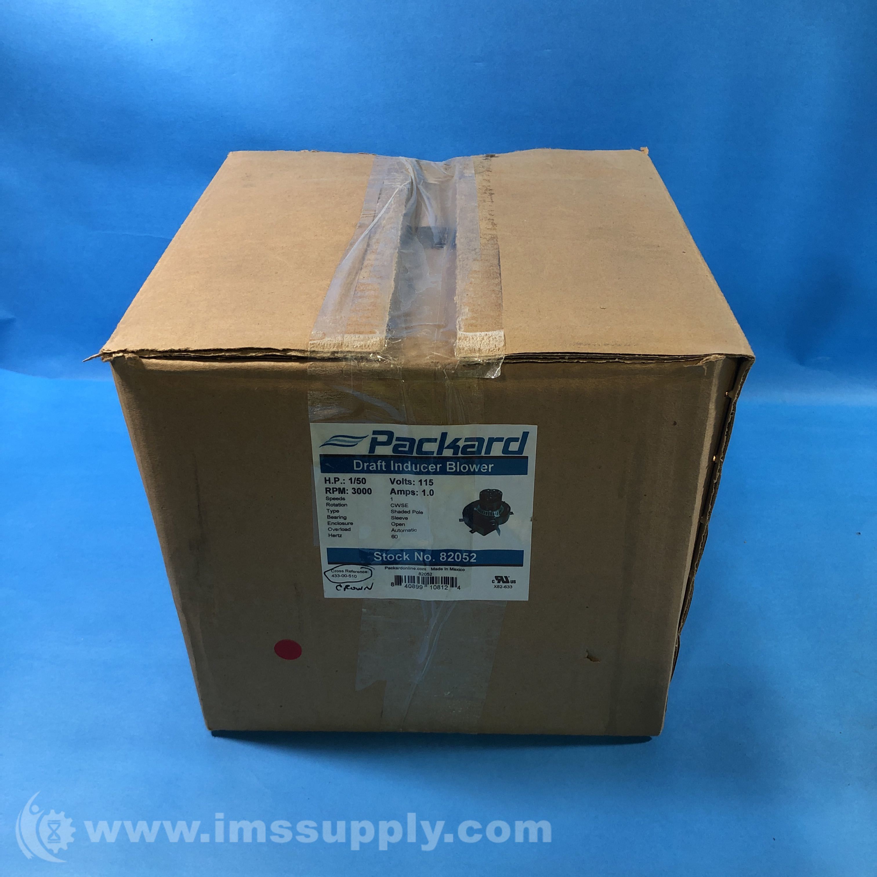 Packard Inc. 82052 Draft Inducer Blower, 115V, Metal - IMS Supply