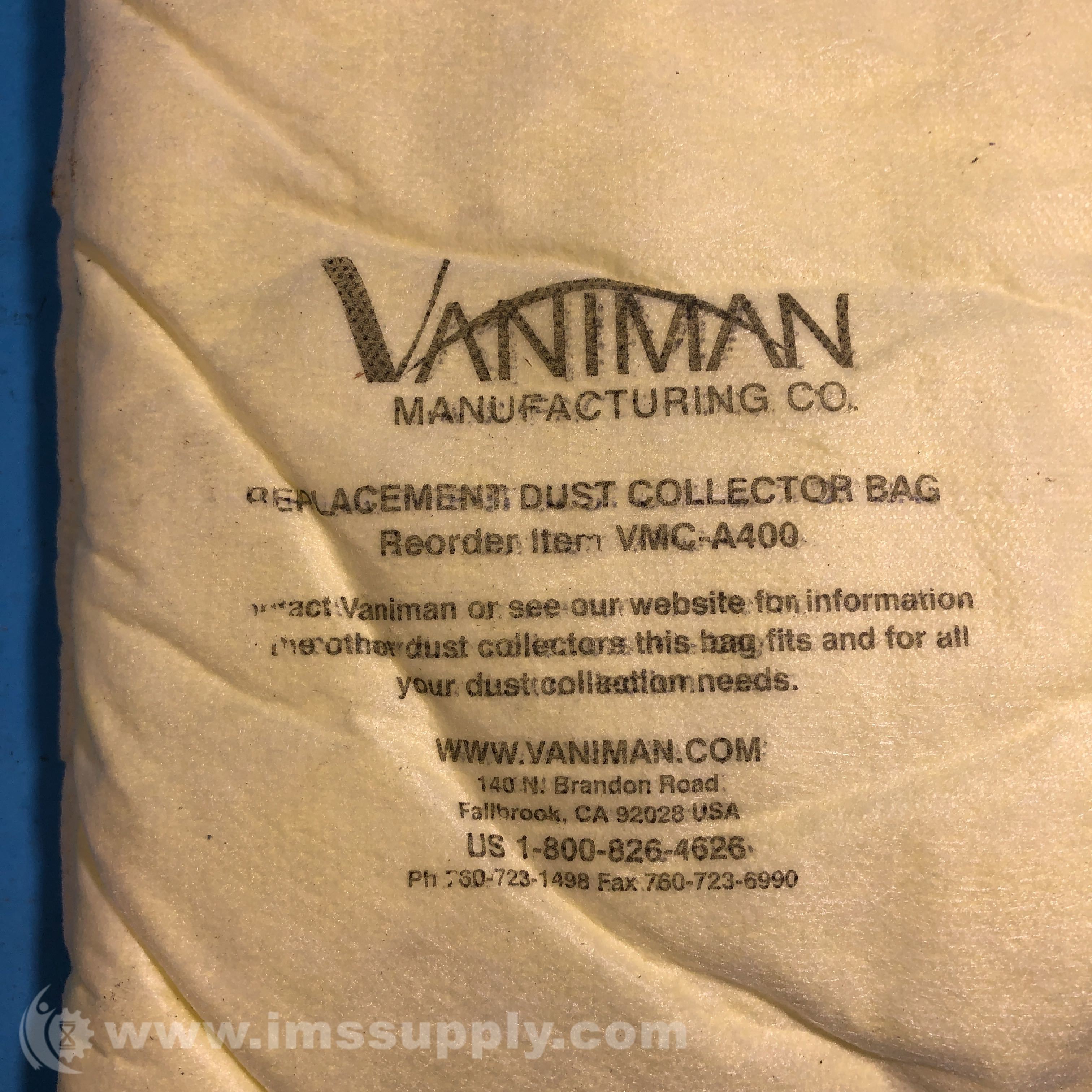 Vaniman VMC-A400 Replacement Dust Collector Filter Bag - IMS Supply