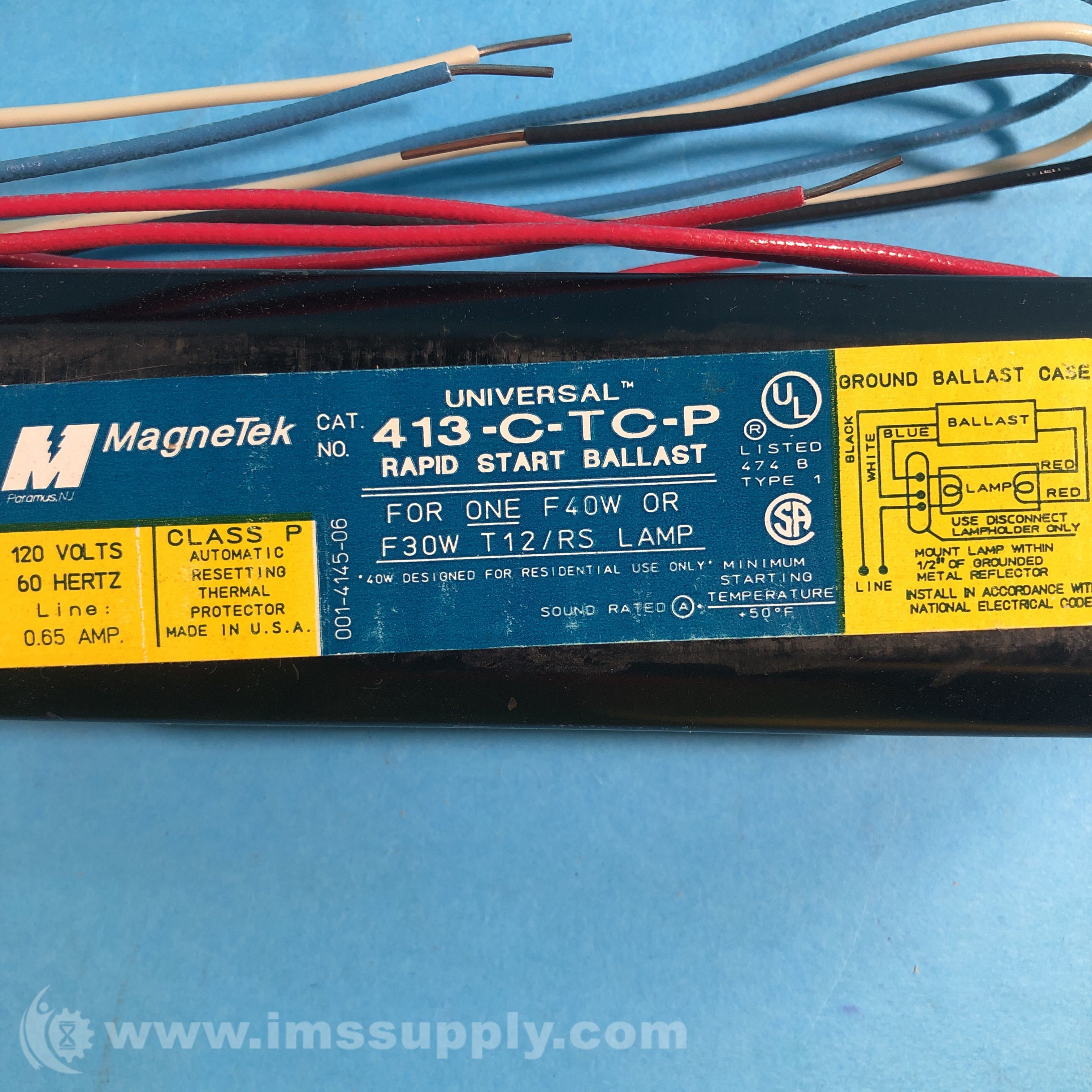 Magnetek 413-C-TC-P Fluorescent Rapid Start Ballast - IMS Supply