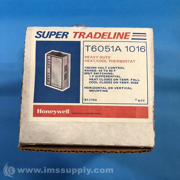 Honeywell T6051A1016 Line Voltage Mechanical Thermostat - IMS Supply