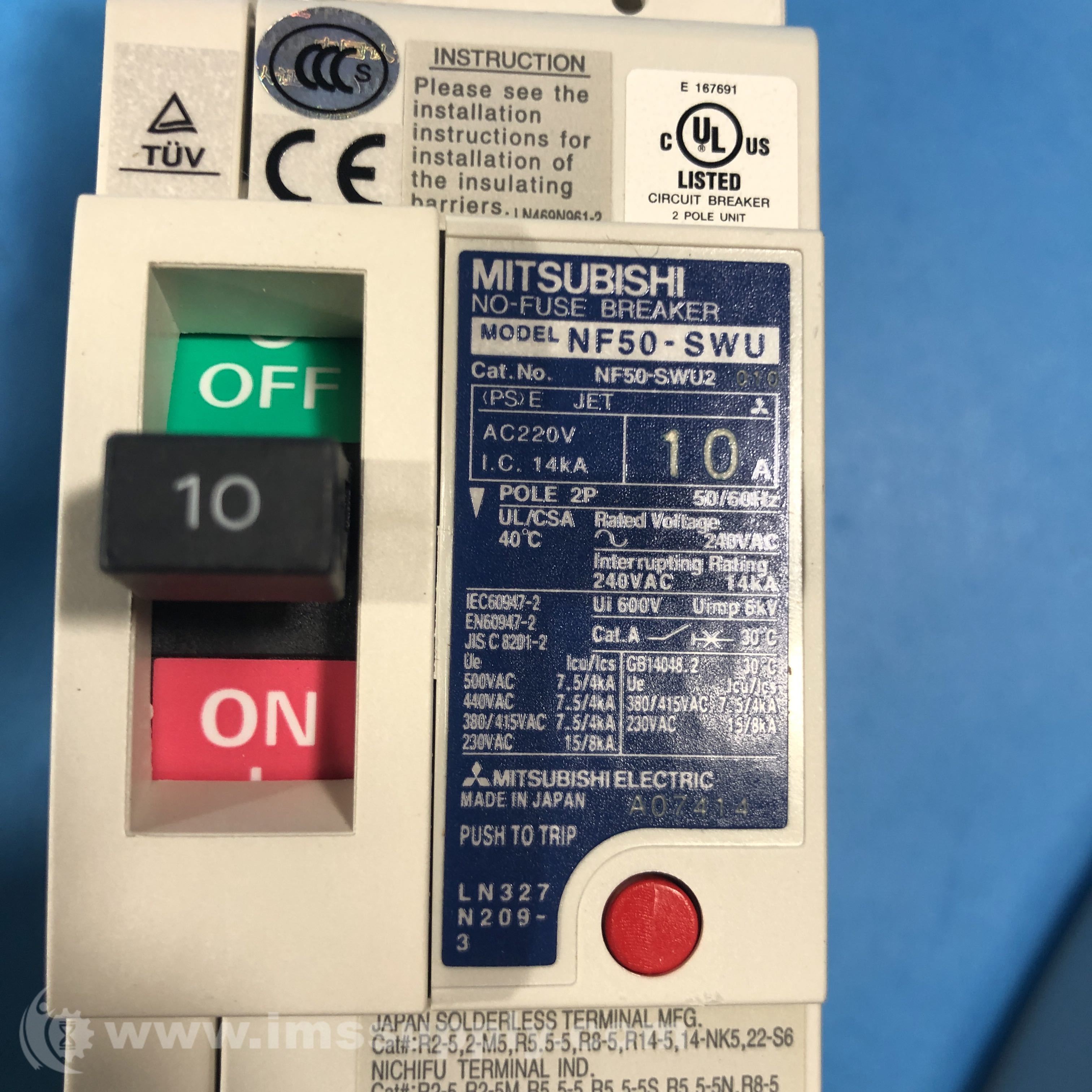 Mitsubishi NF50-SWU-2P-10A Molded Case Circuit Breaker - IMS Supply