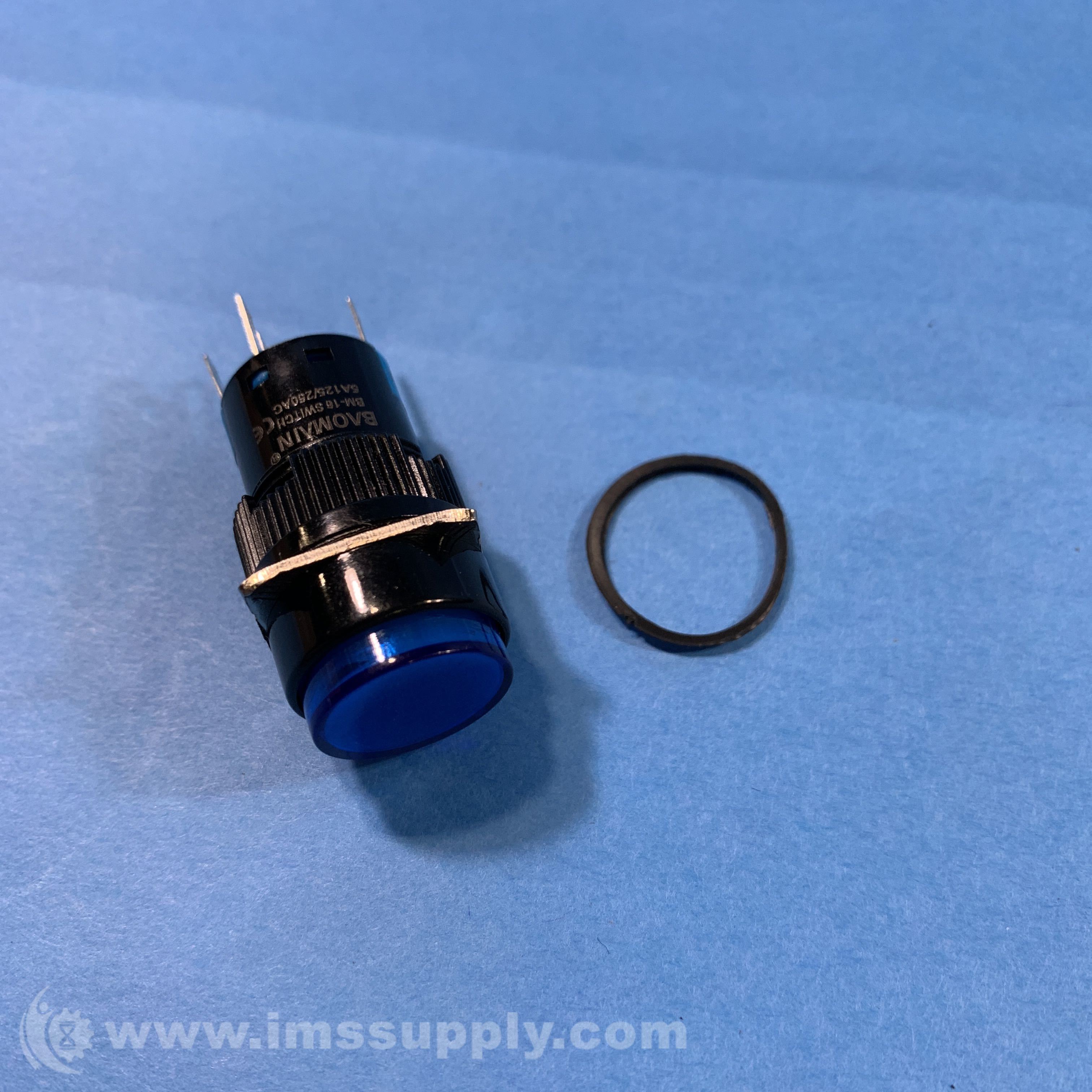Baomain BM-16 Blue Pushbutton Switch, 5A, 125 / 250AC - IMS Supply