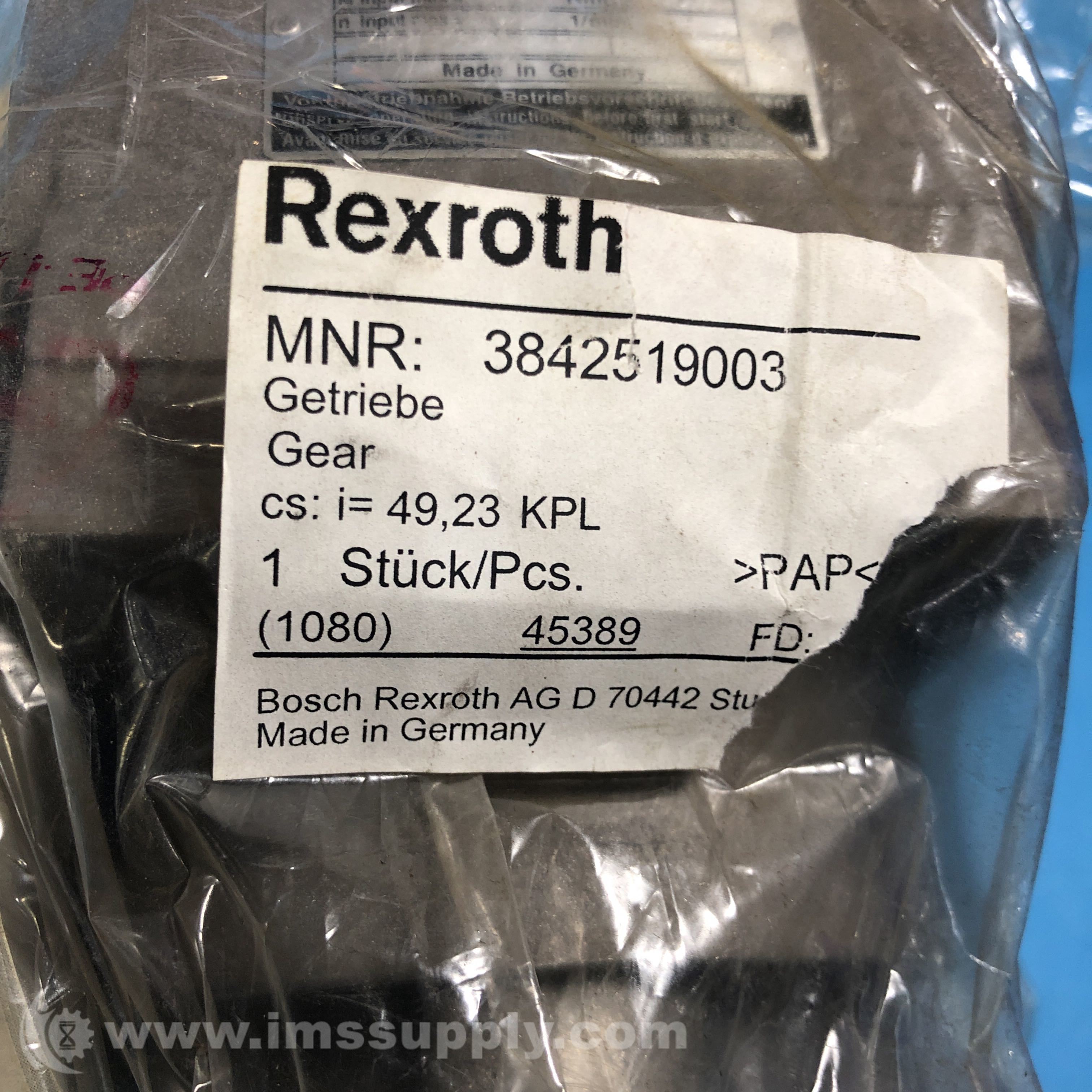 Bosch Rexroth 3842519003 Speed Reducer Gearbox - IMS Supply