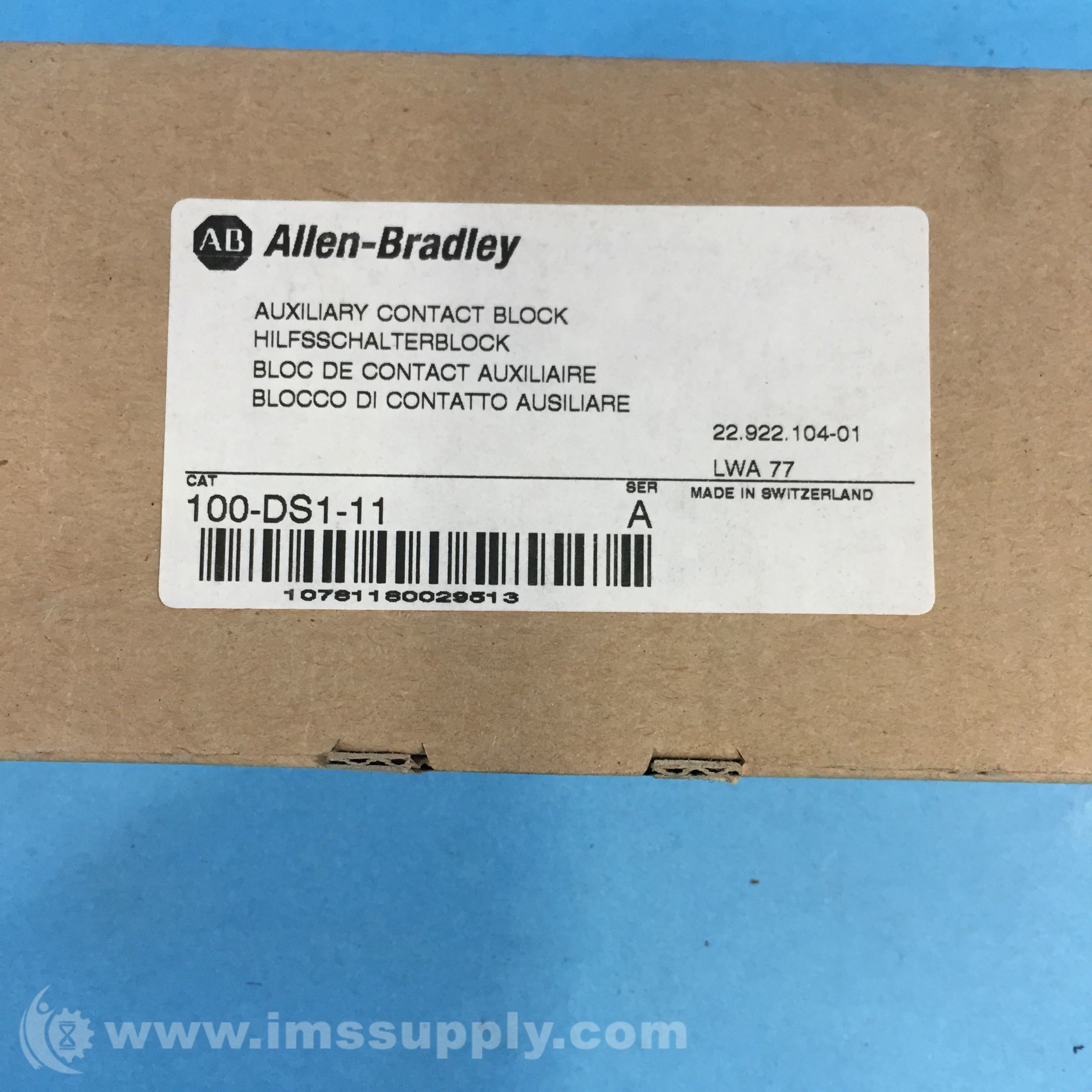Allen Bradley 100-DS1-11 Auxiliary Contact Block - IMS Supply