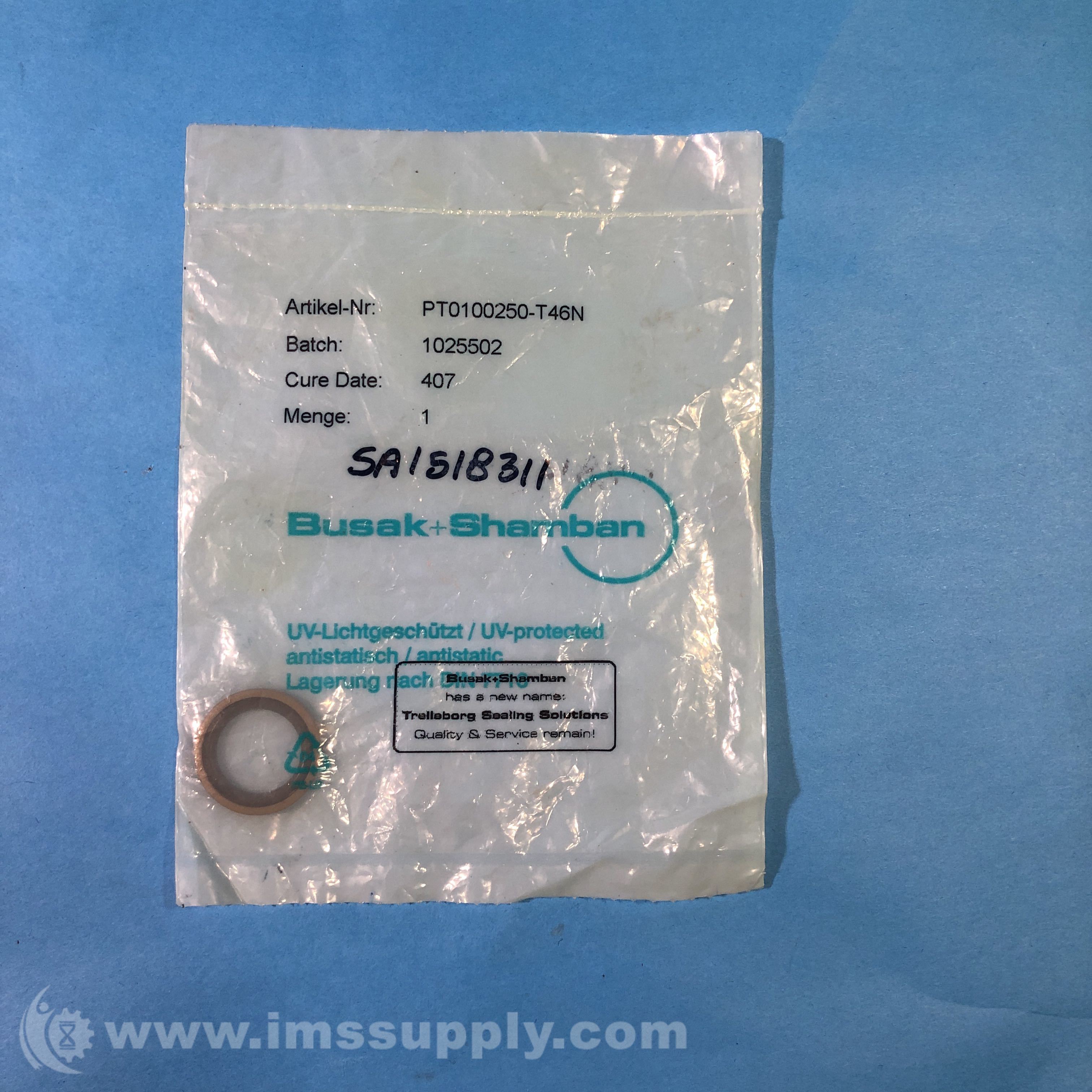 Busak & Shamban PT0100250-T46N Seal; Turcon Glyd Ring T - IMS Supply