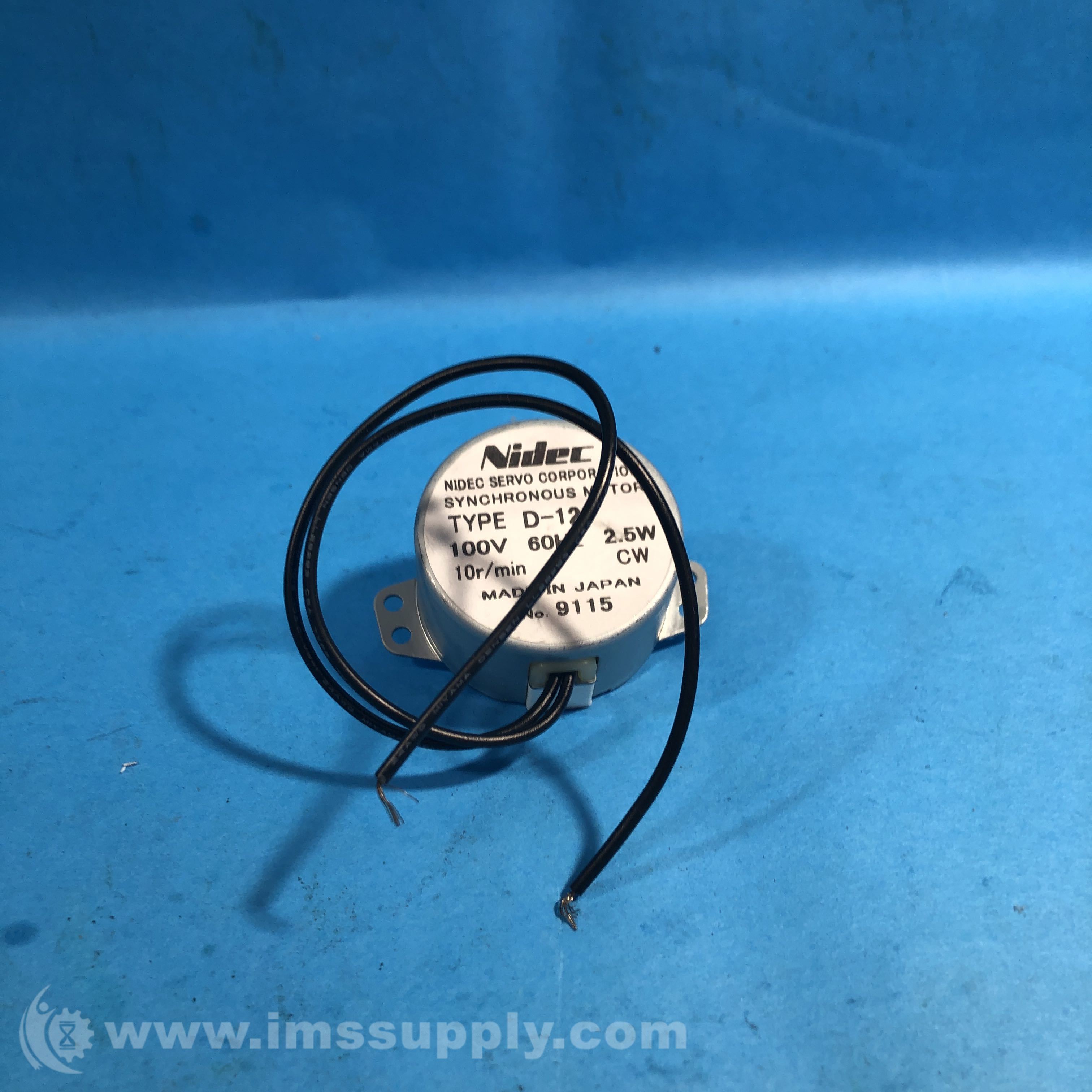 Nidec Corp D-12 Synchronous Motor, 100V 60Hz, 2.5W - IMS Supply