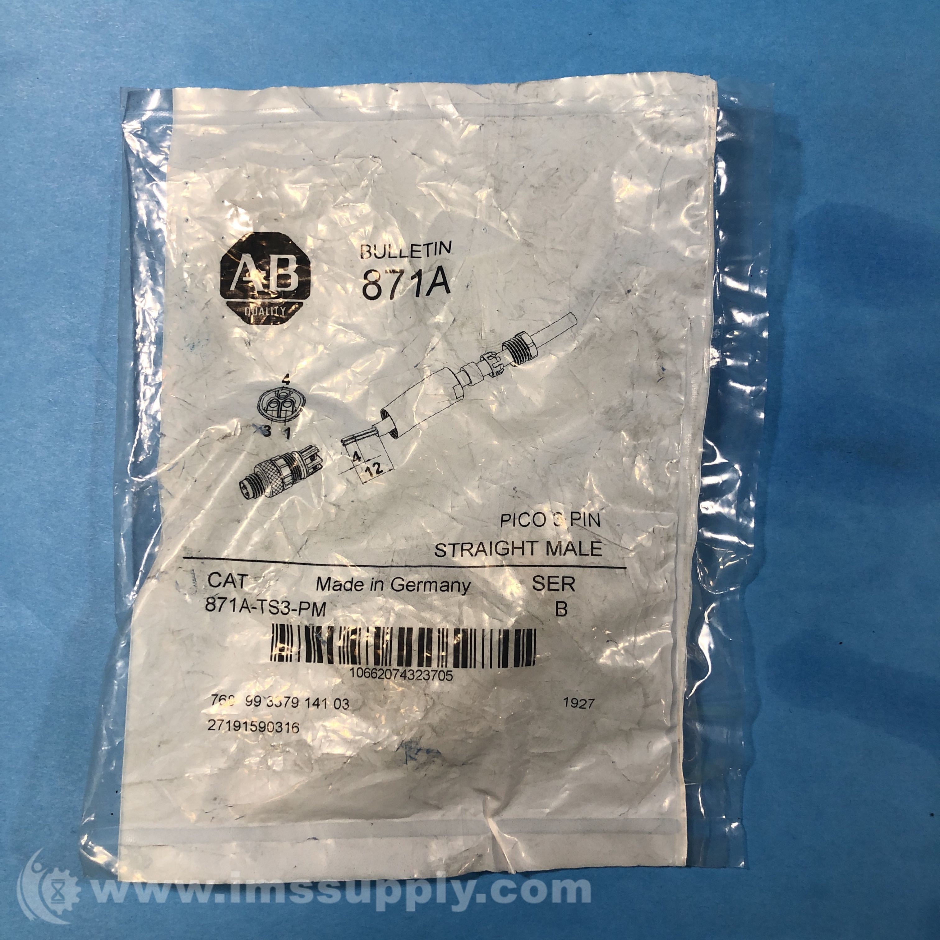 Allen Bradley 871A-TS3-PM Straight Male Connector - IMS Supply