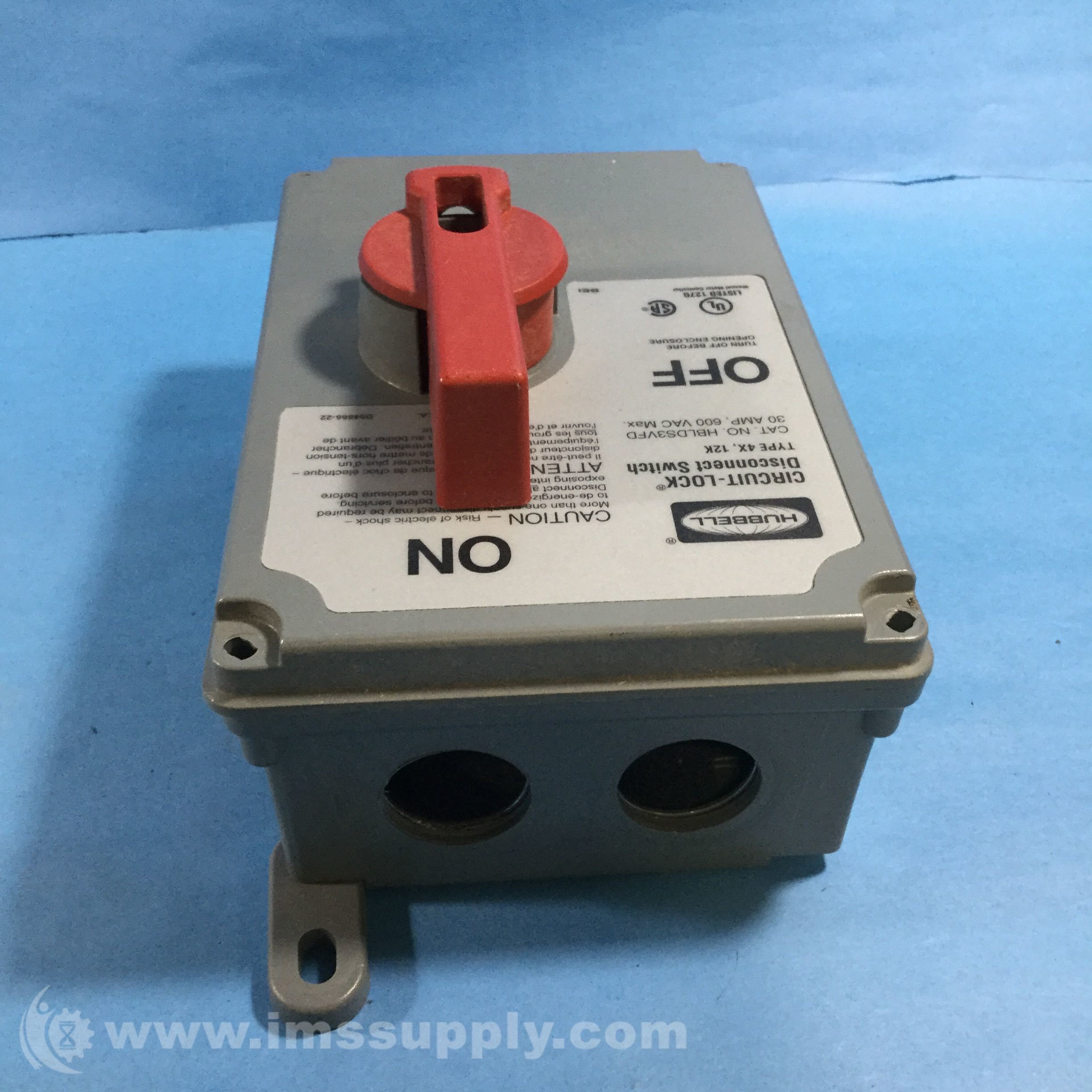 Hubbell HBLDS3VFD Circuit-Lock Disconnect Switch 30A Type 4X, 12K - IMS ...
