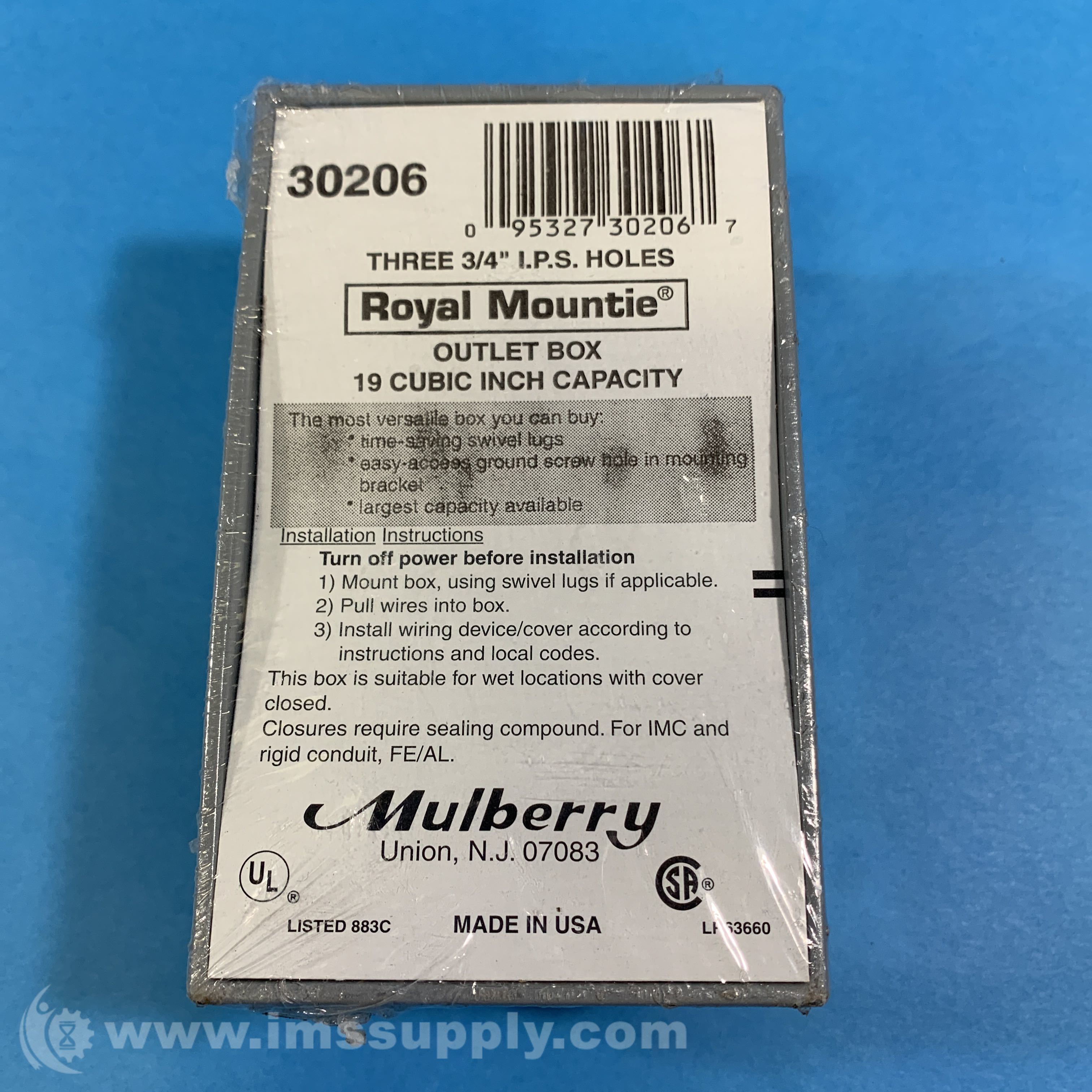 Mulberry 30206 Weatherproof Box with Mounting Lugs - IMS Supply