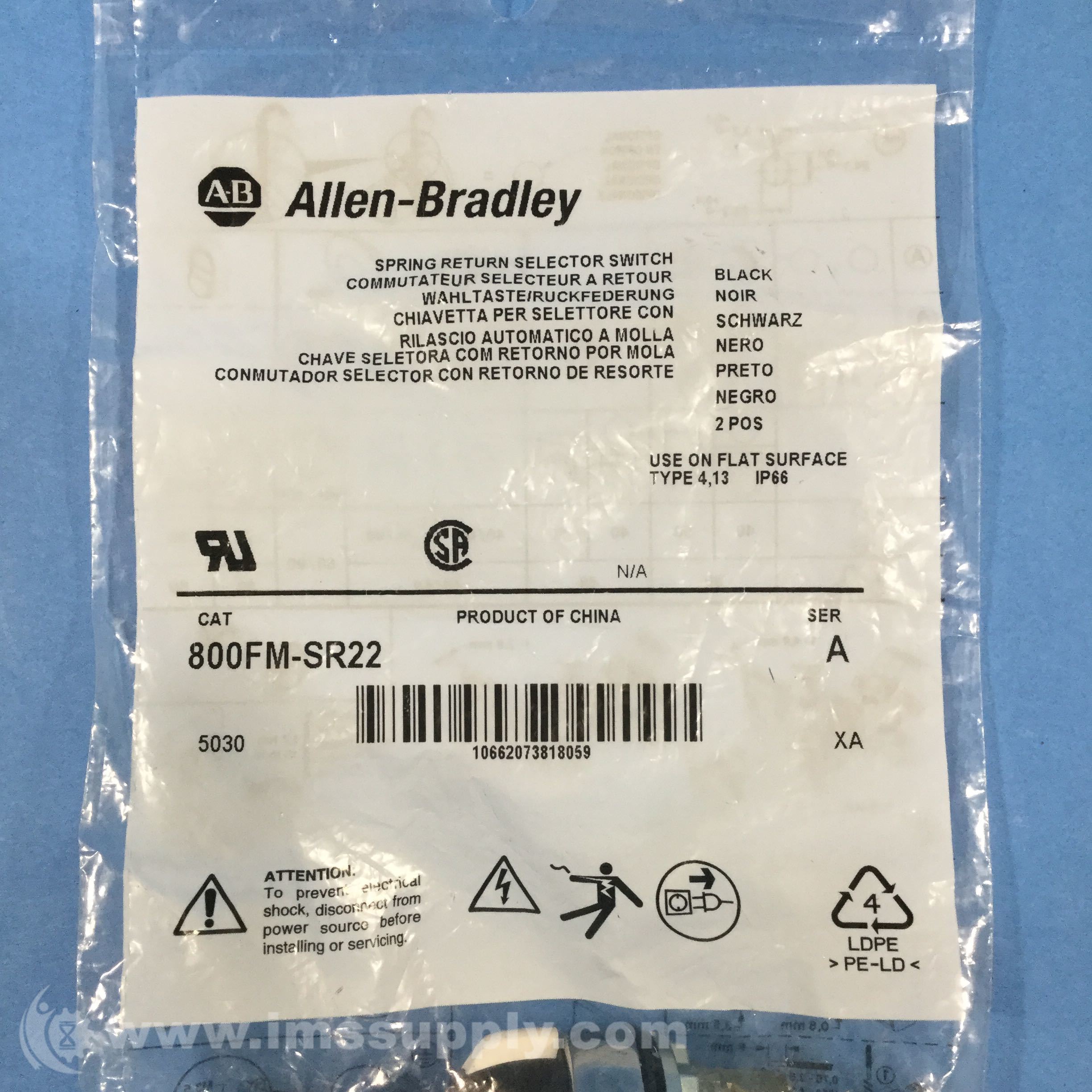 Allen Bradley 800FM-SR22 Series A Selector Switch, 22.5mm - IMS Supply