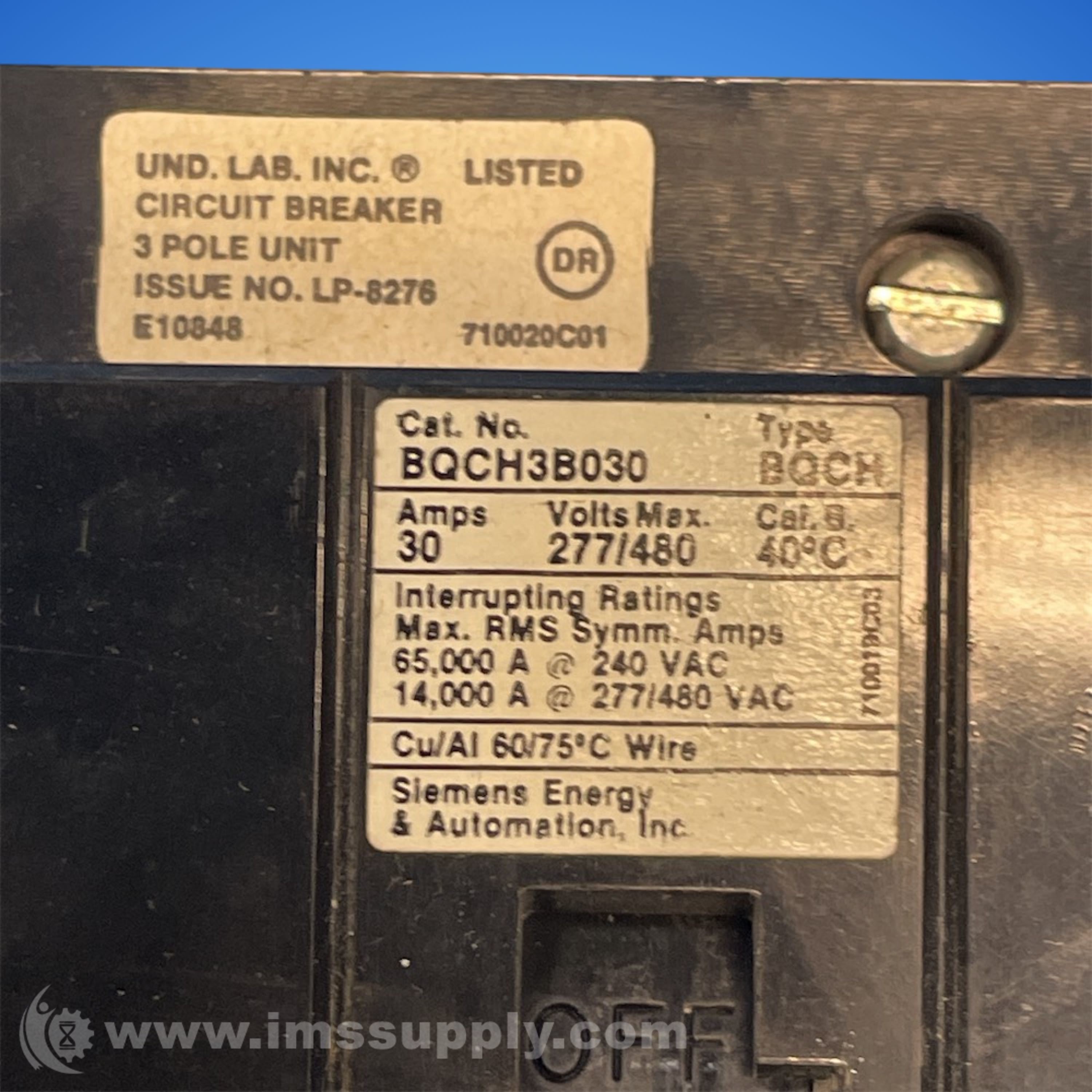 Siemens BQCH3B030 Circuit Breaker, 30 Amp - IMS Supply