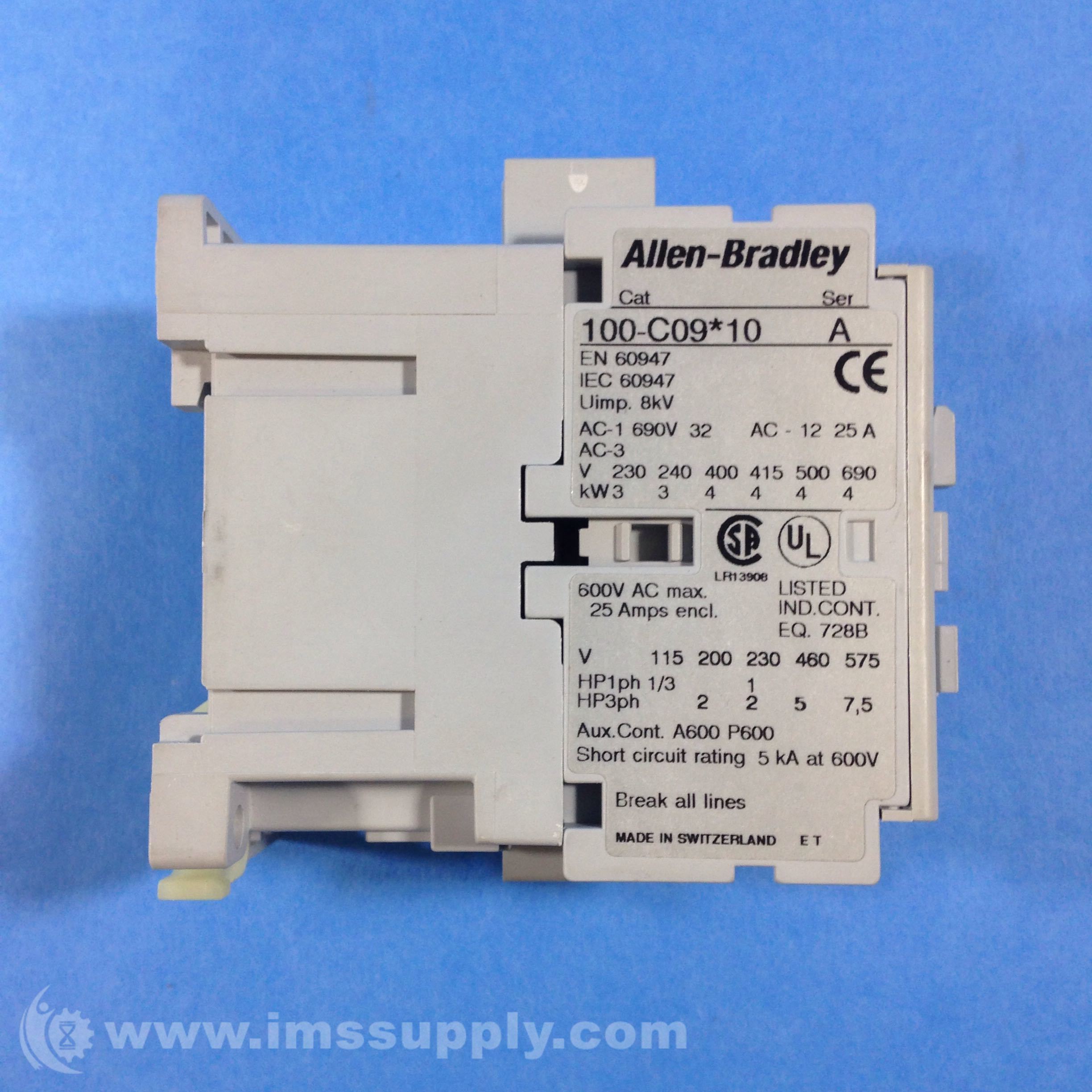 Allen Bradley 100-C09*10 32A Contactor Coil, 600V 1PH/3PH 5/7HP - IMS ...