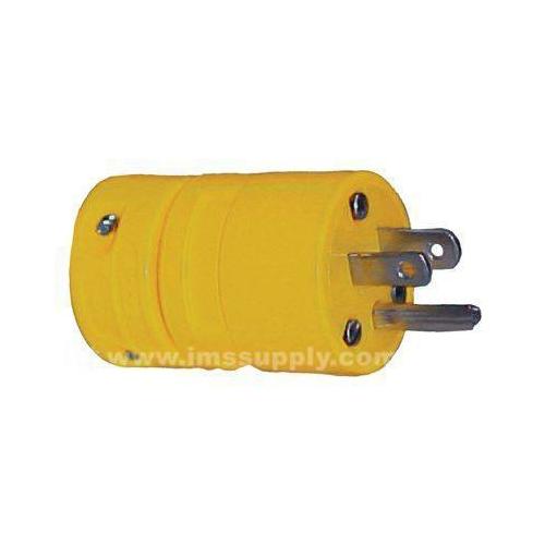 Woodhead 1547 Plug Electrical 15 Amp 125 Volt Yellow Nema 5-15 - IMS Supply
