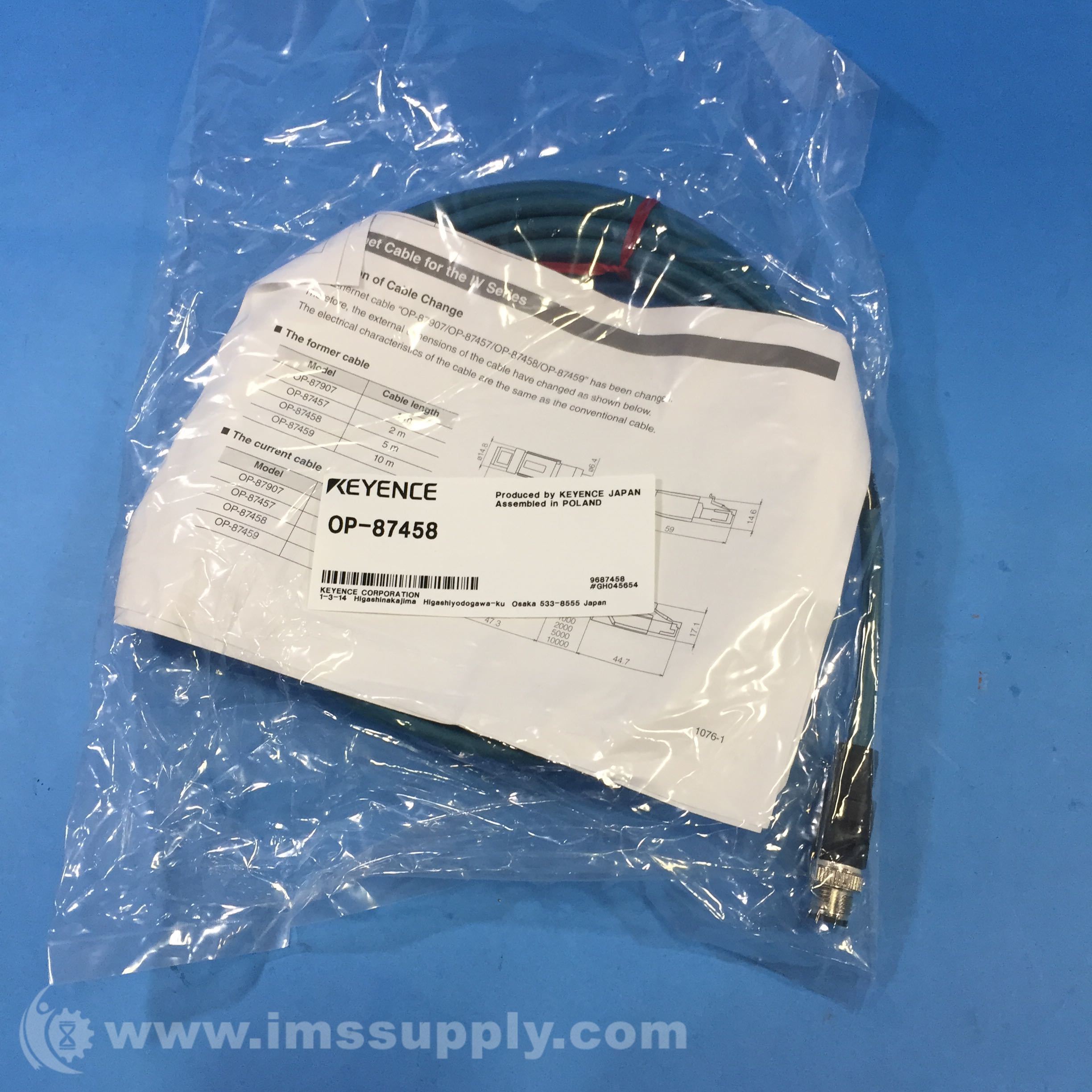 Keyence OP-87458 NFPA79 Ethernet Cable, 5 m - IMS Supply