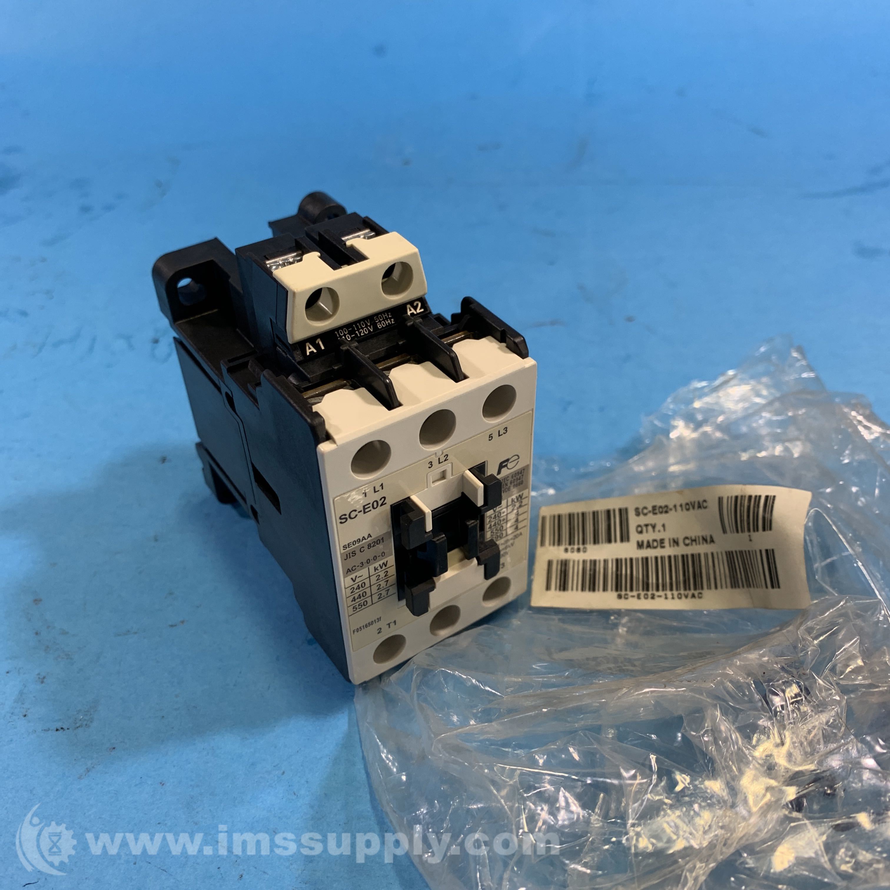 Fuji Electric SC-E02-110VAC Contactor, 3-P N/O, 120 VAC Coil, 9A - IMS ...