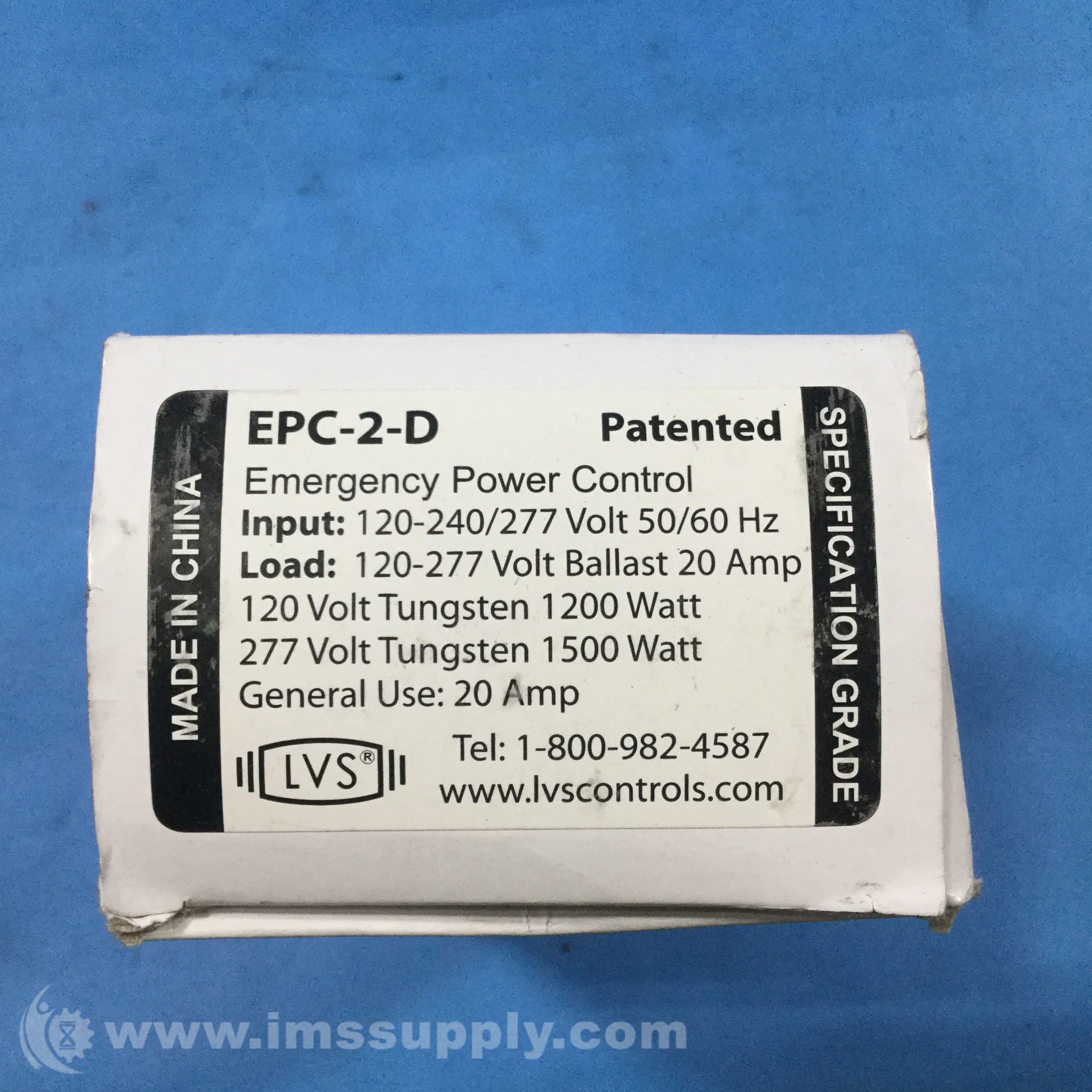 LVS Inc EPC-2-D Emergency Lighting Power Control Switch, 120-277V - IMS ...