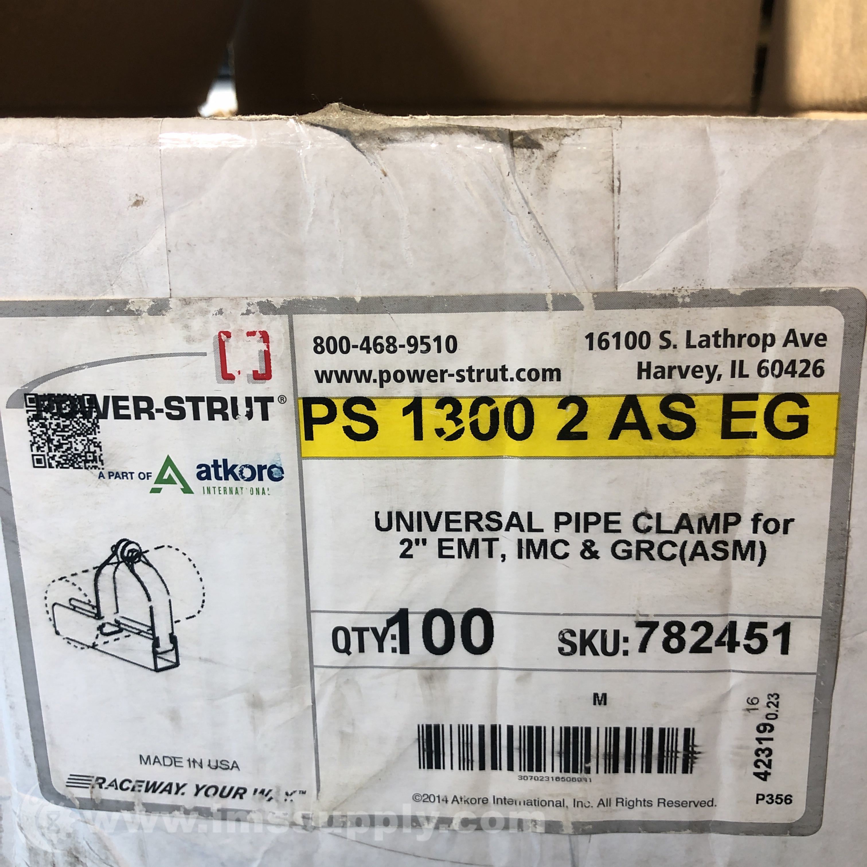 Power Strut PS 1300 2 AS EG Box of 100 Universal Pipe Clamps - IMS Supply