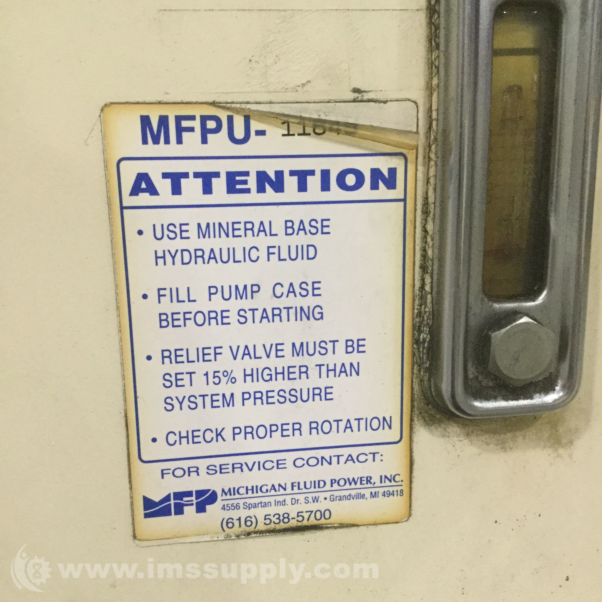 Michigan Fluid Power MFPU-11649 Hydraulic Power Pack - IMS Supply
