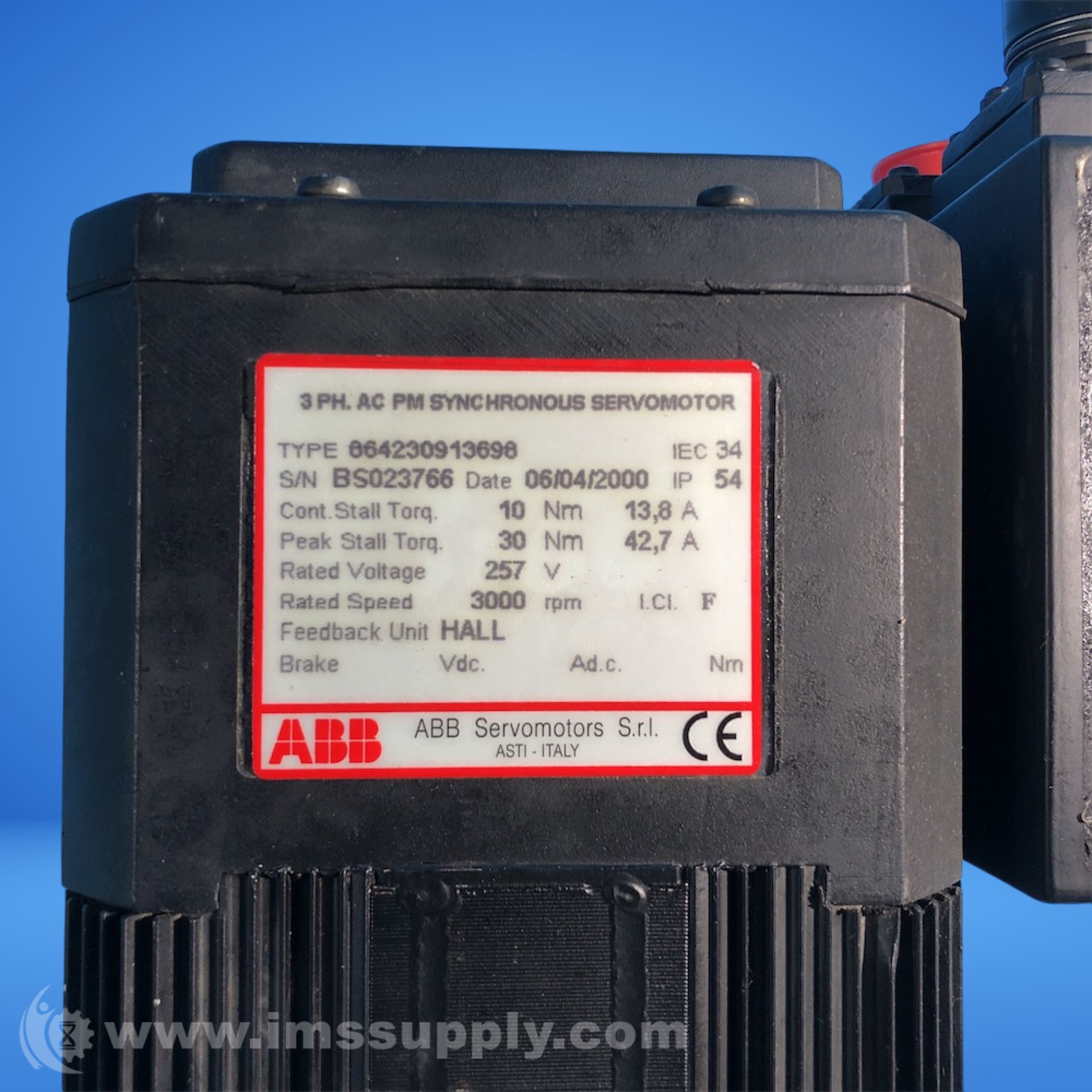 ABB 3PH AC PM SYNCHRONOUS SERVOMOTOR 664230913698 - IMS Supply
