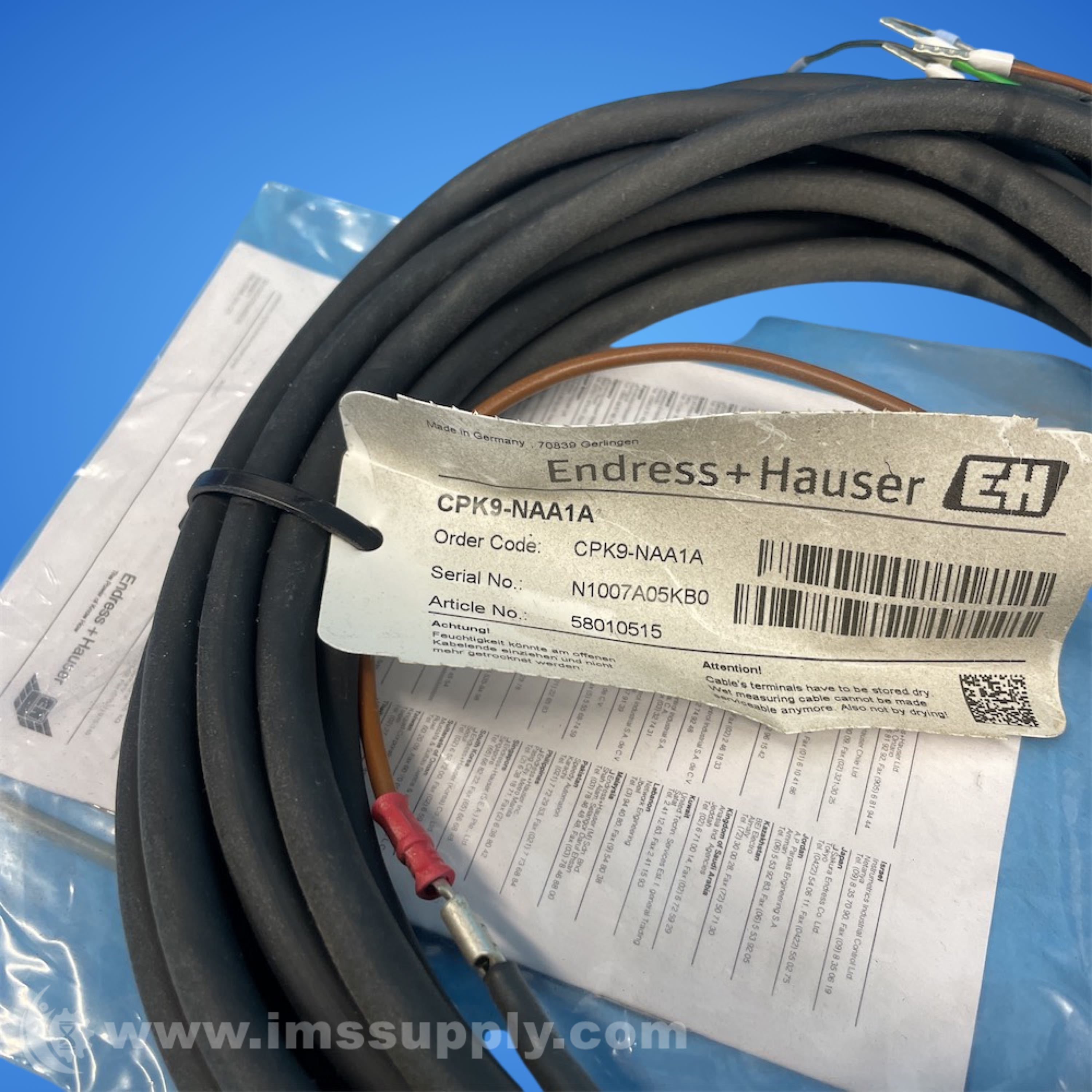 Endress+Hauser CPK9-NAA1A pH Measuring Cable - IMS Supply