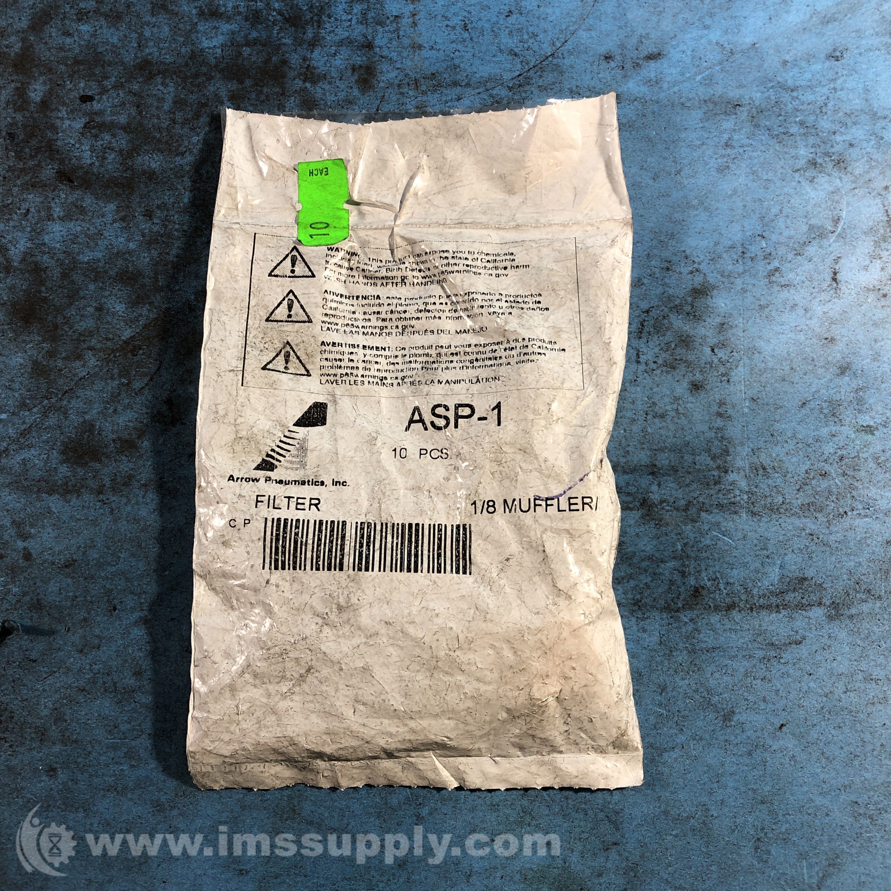 Arrow Pneumatics ASP-1 Pneumatic Muffler - 72 dB Noise Reduction - IMS Supply