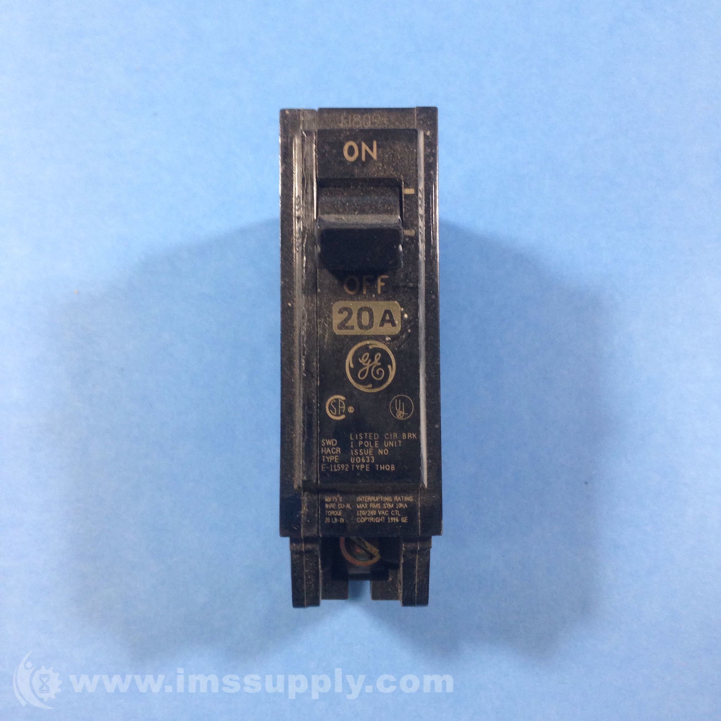 General Electric E-11592 20 Amp 120/240 VAC Circuit Breaker - IMS Supply