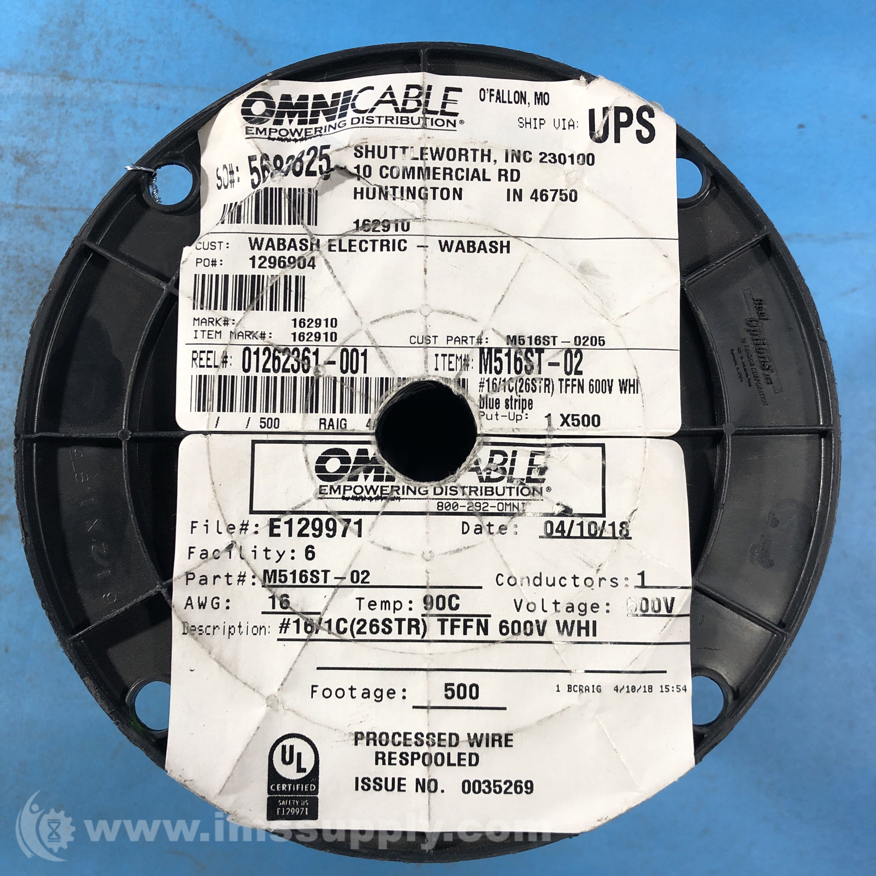 Omni Cable M516ST-02 500 Ft Cable Type TFFN/TFN, 600 VAC - IMS Supply