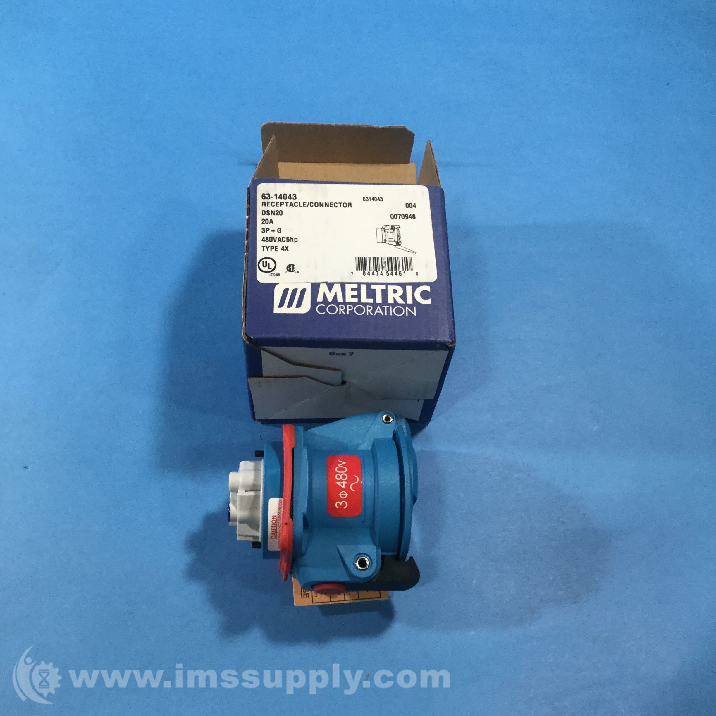 Meltric 63-14043 Receptacle, 20 Amp 480 Volt, DSN20 Series - IMS Supply