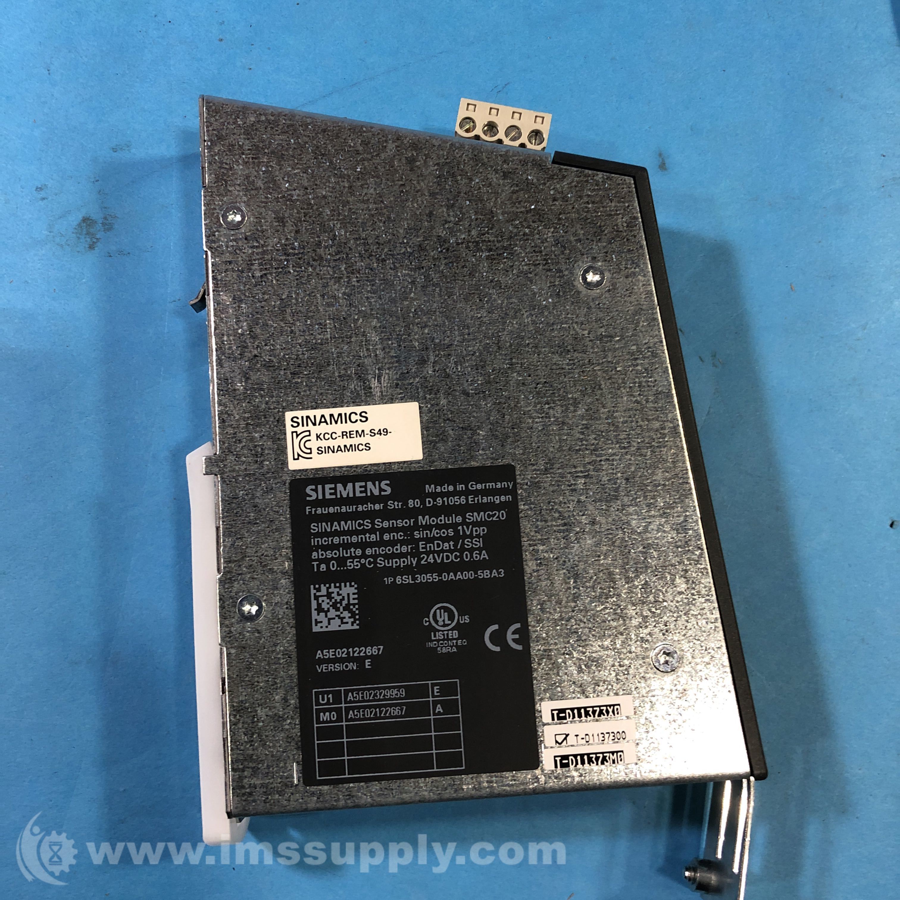 Siemens 6SL3055-0AA00-5BA3 SINAMICS S120 Sensor Module SMC20 - IMS Supply