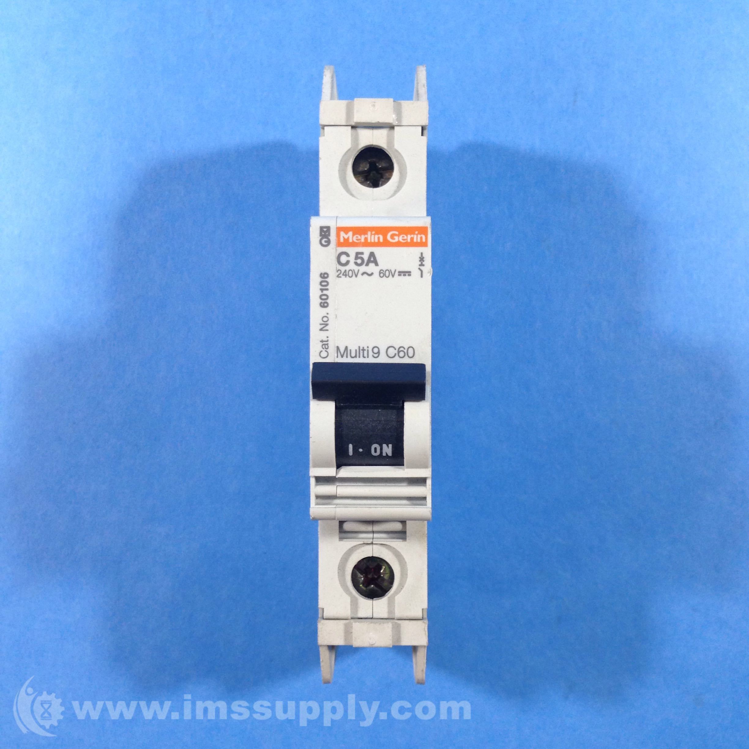 Merlin Gerin MULTI 9 C60-C5A Circuit Breaker 5A 120/240V 1 Pole - IMS Supply