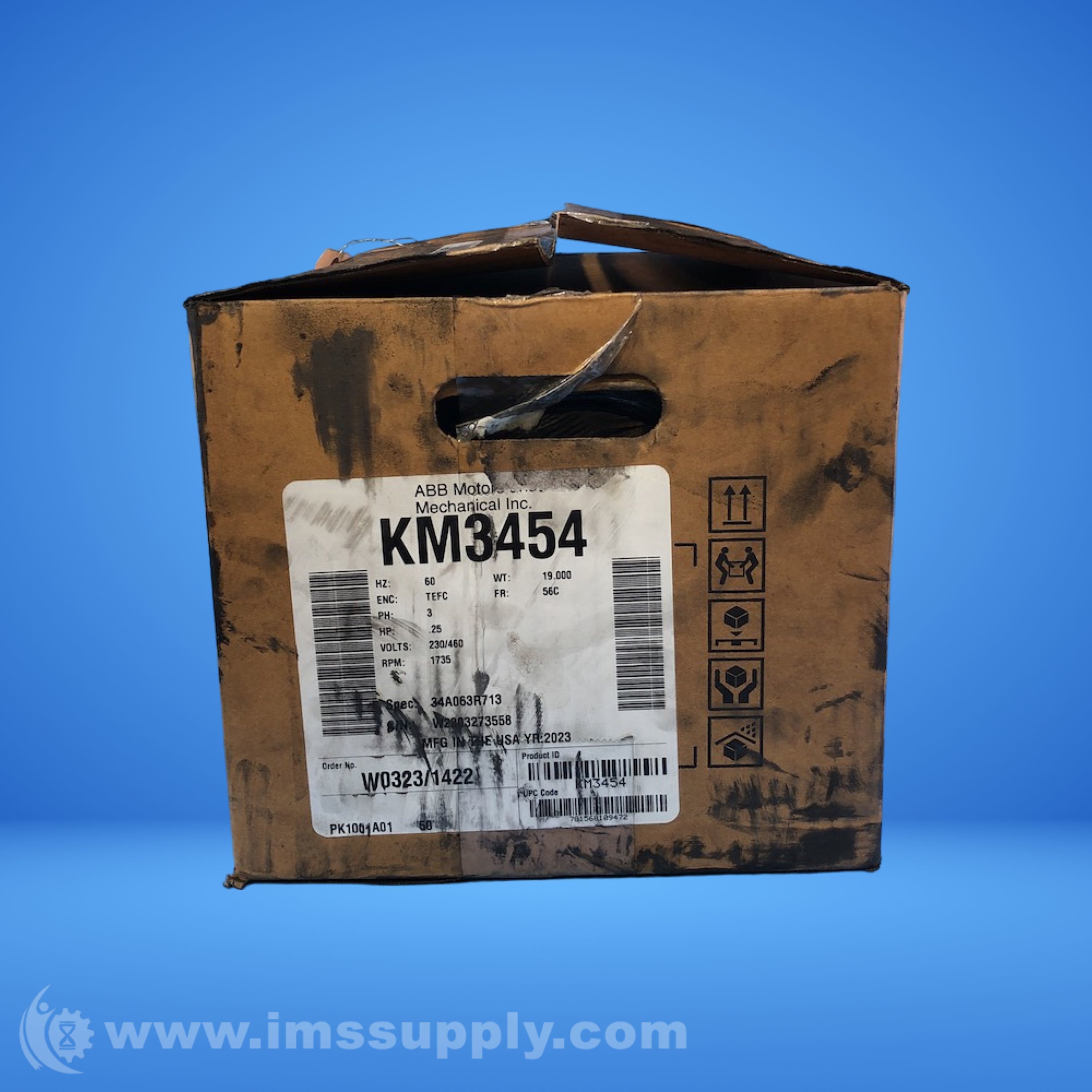 Baldor KM3454 Three Phase Enclosed Motor, 1/4 HP, 1800 RPM - IMS Supply