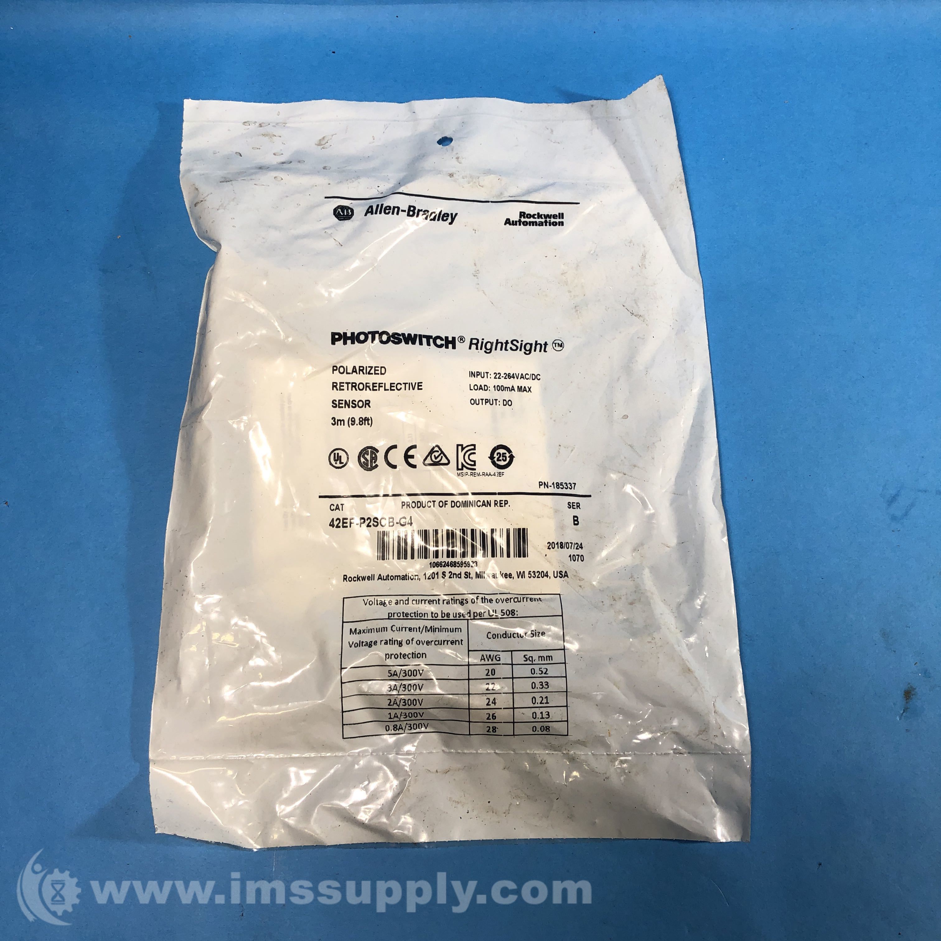 Allen Bradley 42EF-P2SCB-G4 Series B Retroreflective Sensor - IMS Supply