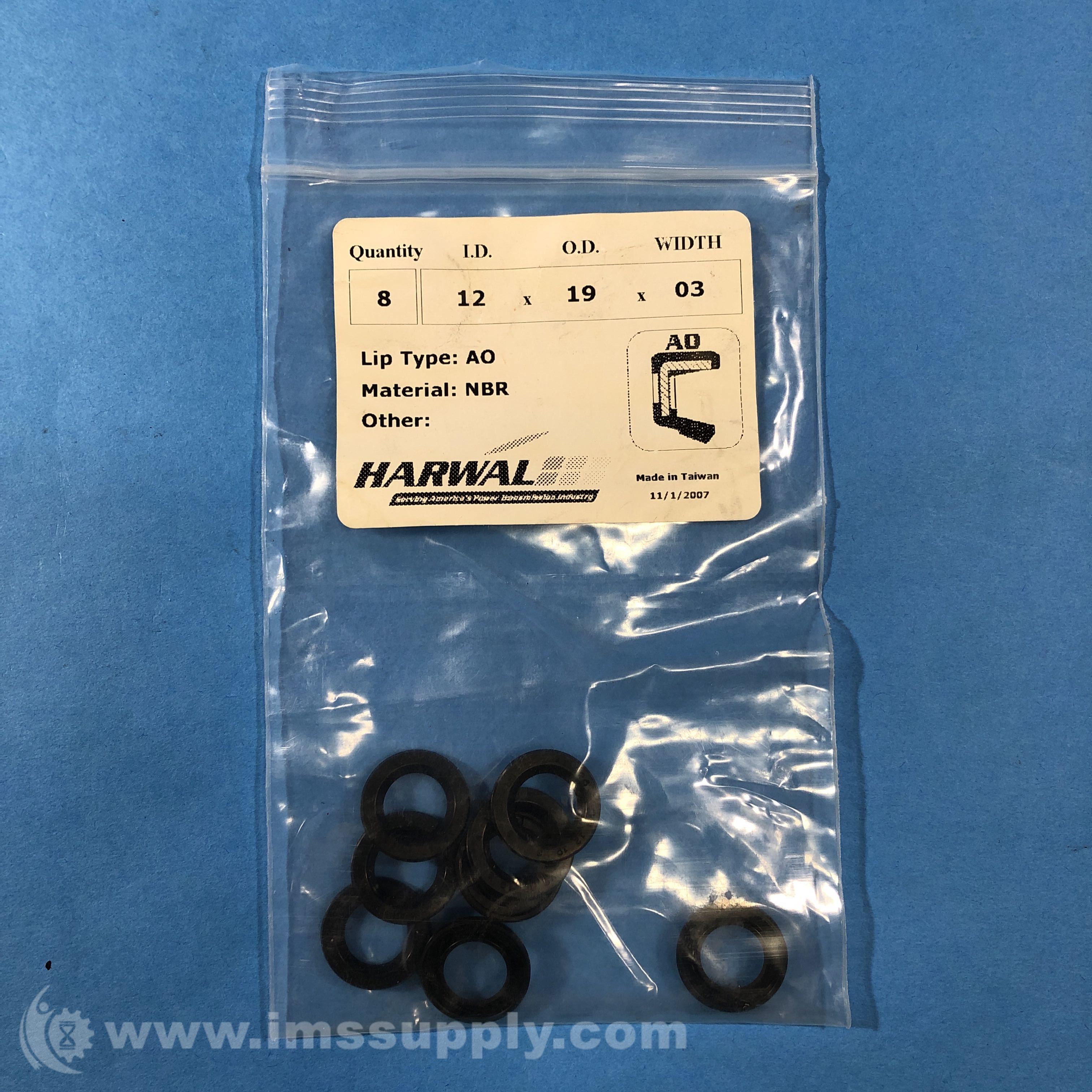 Harwal 12 X 19 X 03AO-NBR Pack of 8 Metric Oil Seals - IMS Supply