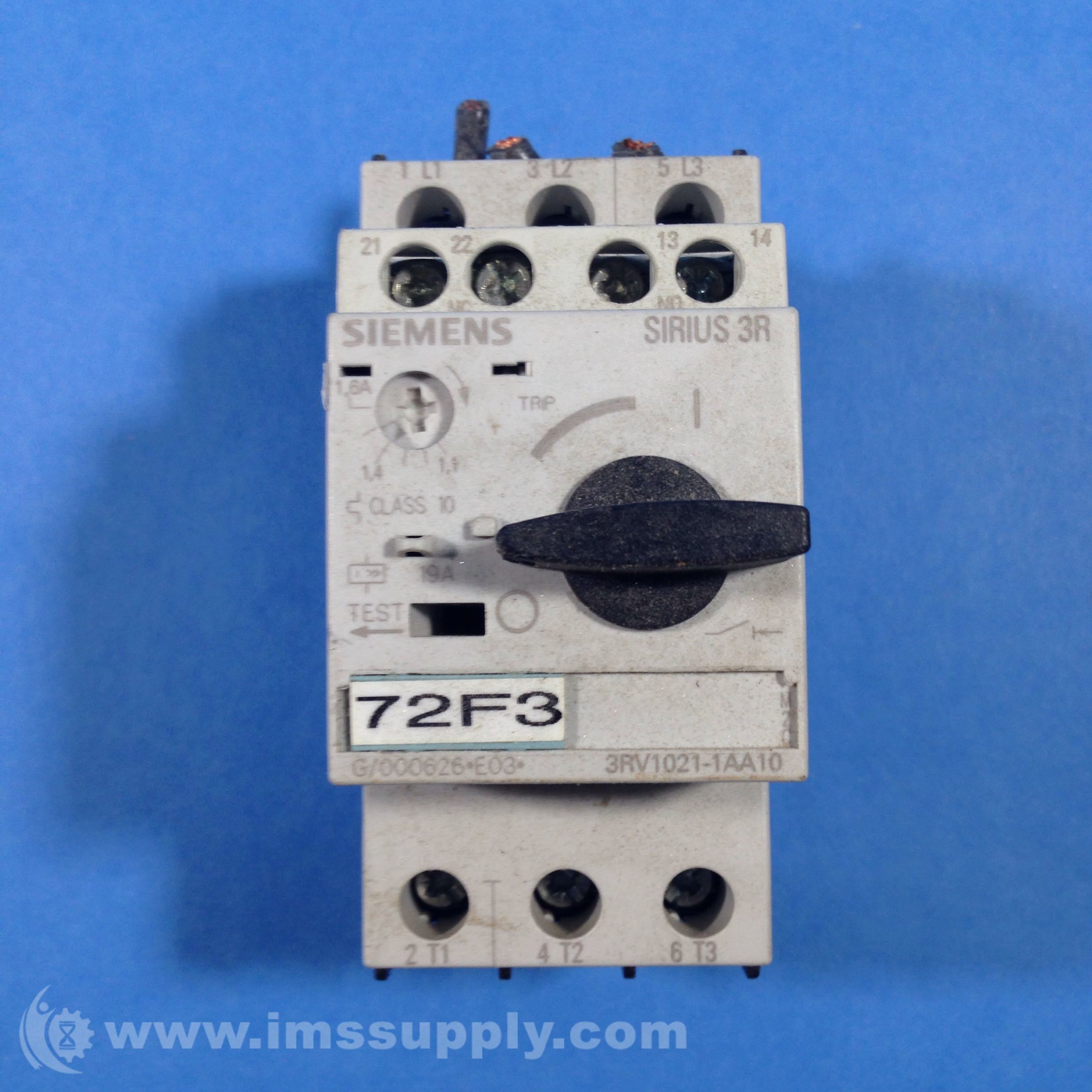 Siemens 3RV1-021-1AA10 Circuit Breaker 3 Poles 690V 0.55kW 1.6A - IMS ...