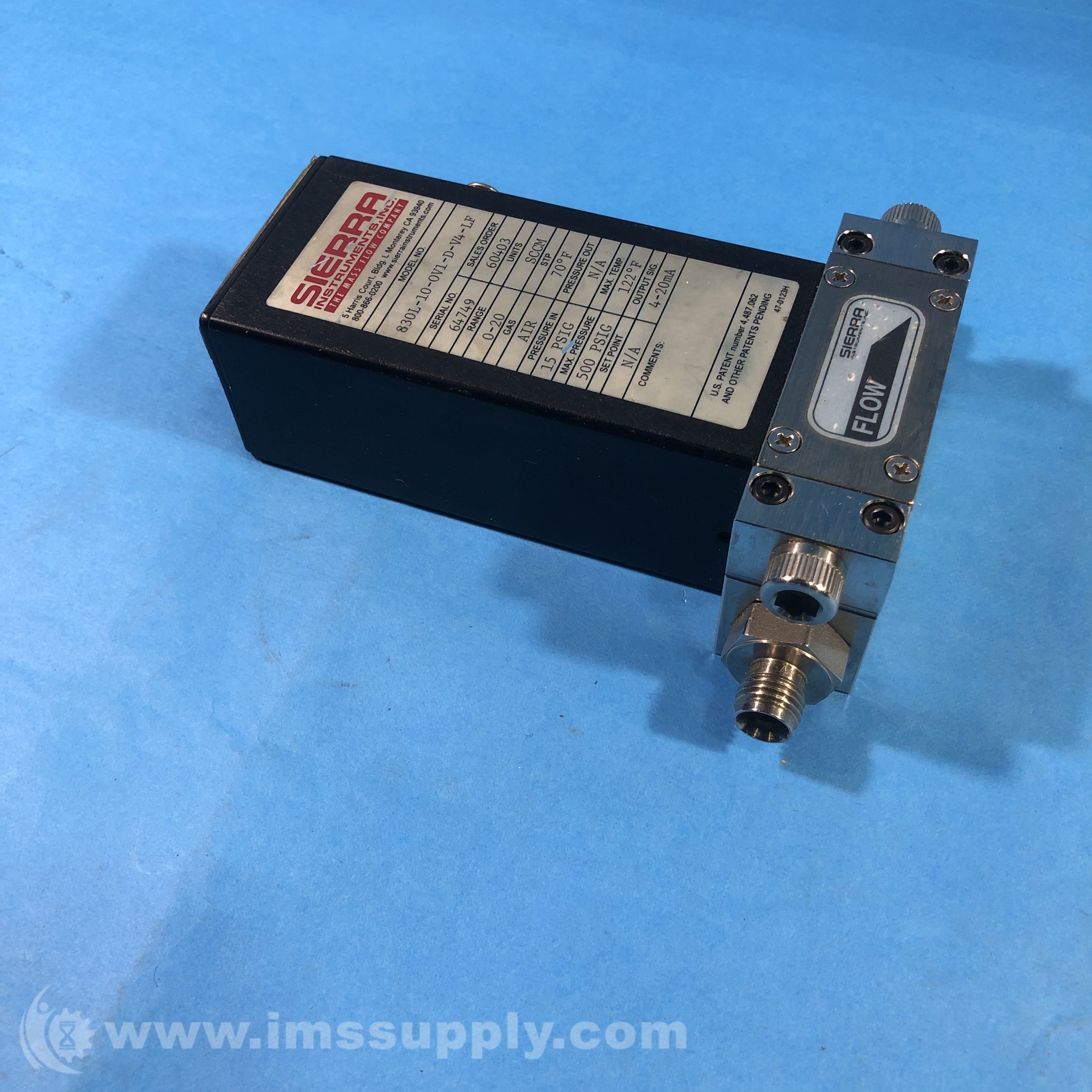 Sierra Instruments 830L-10-0V1-D-V4-LF Side-trak Mass Flow Meter - IMS ...