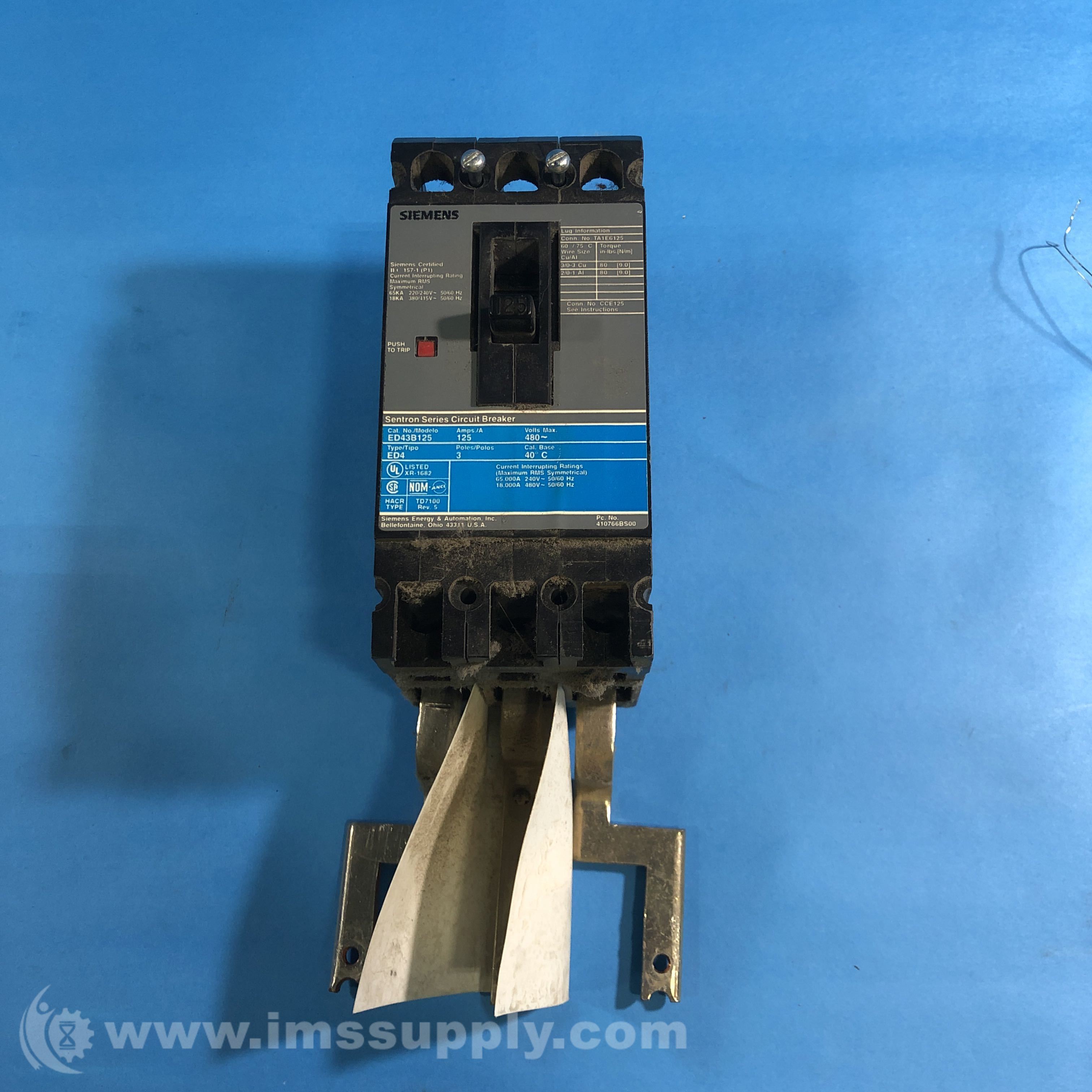 Siemens ED43B125 Sentron Series Circuit Breaker - IMS Supply