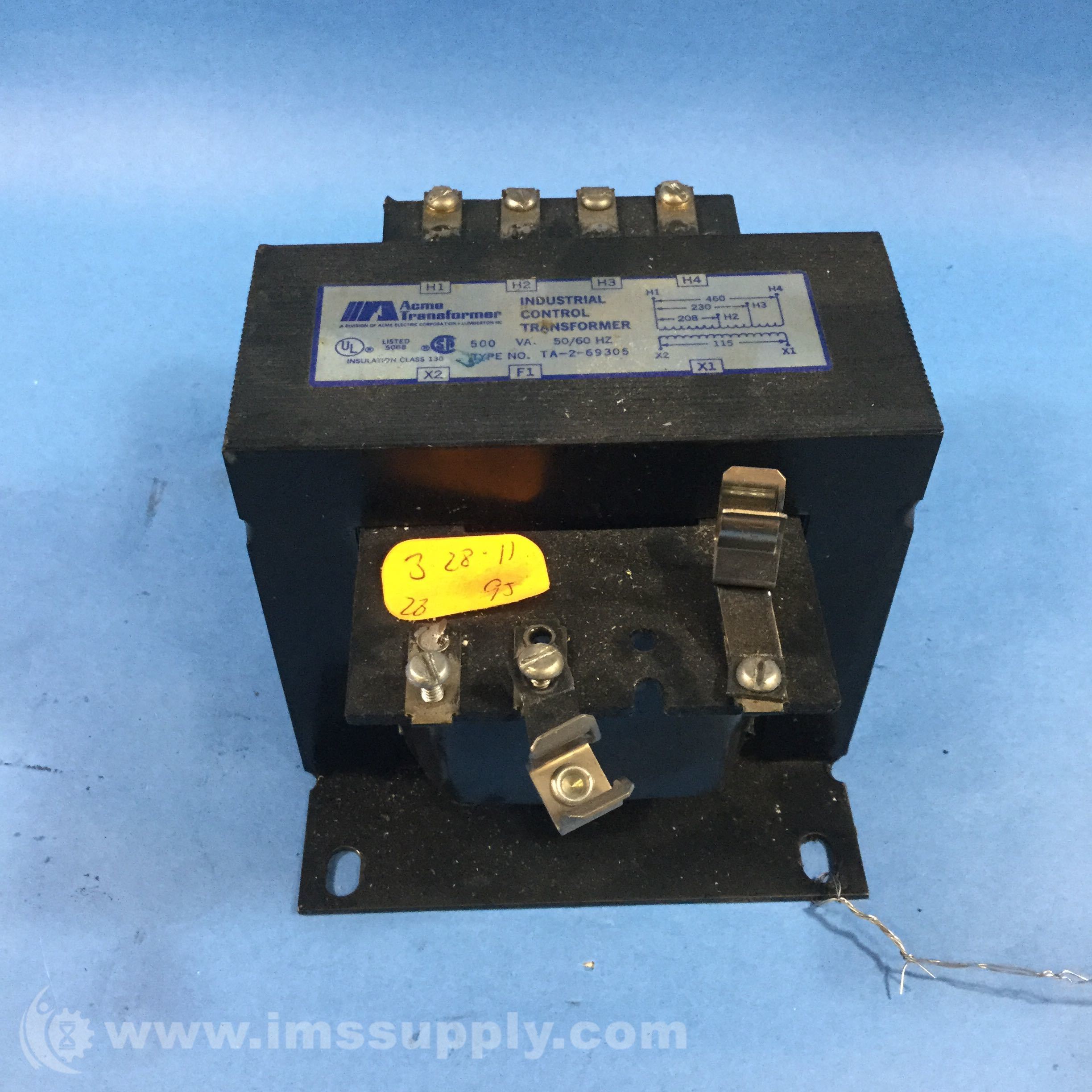 Acme Electric TA-2-69305 500VA 1PH 460Prim 115Sec Transformer - IMS Supply