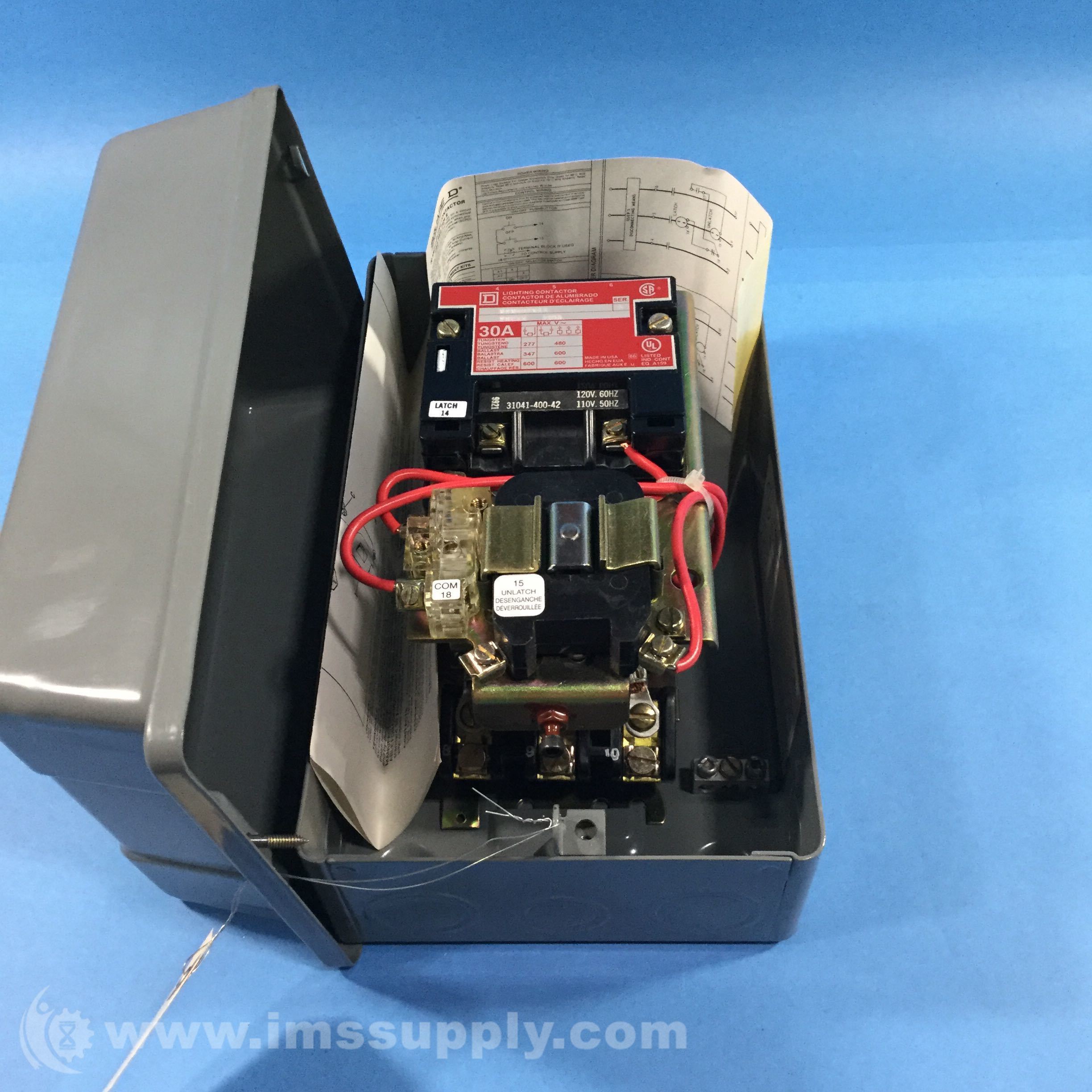 Square D 8903SMG11 Enclosed Lighting Contactor, 30A - IMS Supply