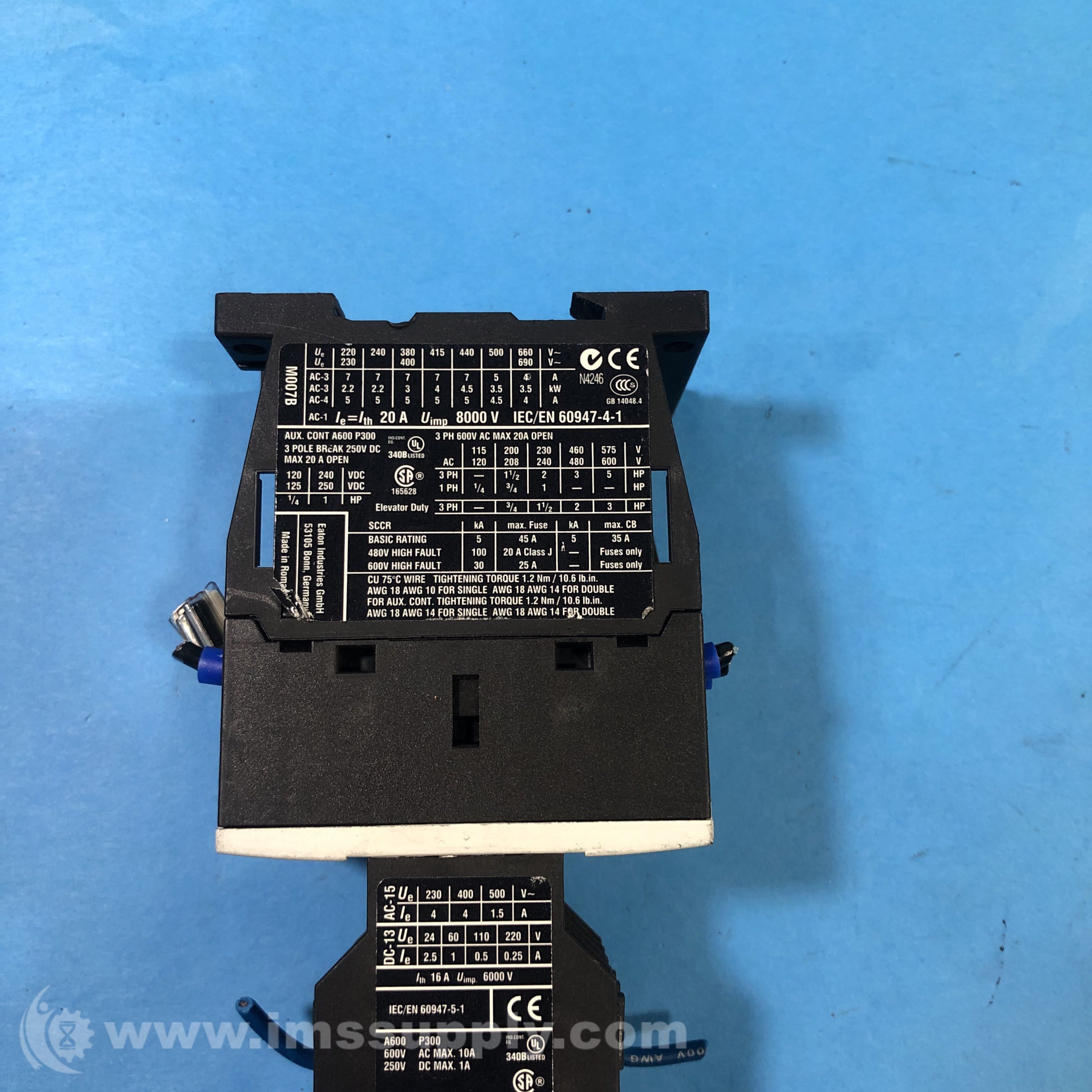 Eaton Corporation M007B 60947-4-1 Contactor 8000v 22A - IMS Supply