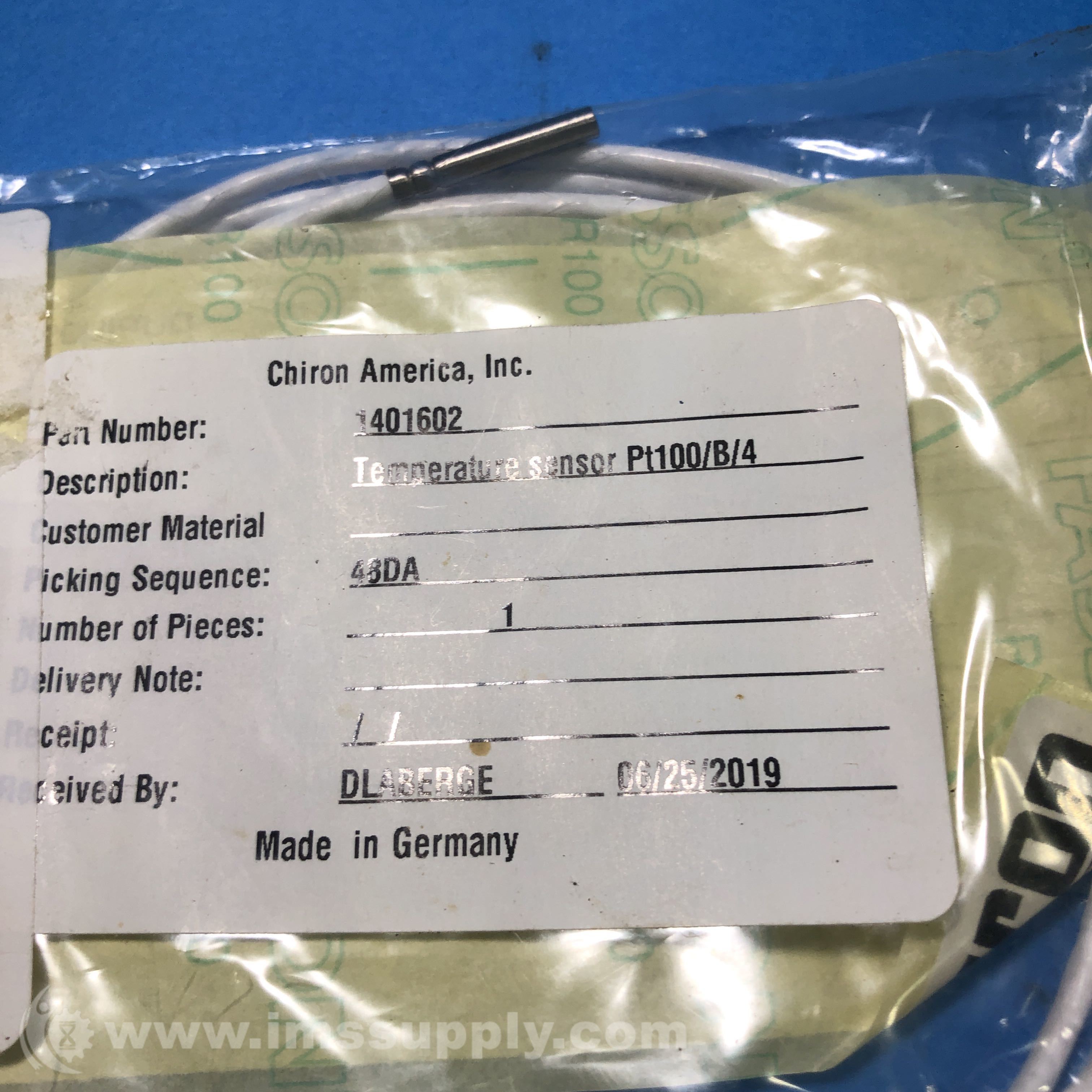 Chiron America PT100/B/4 Temperature Sensor - IMS Supply