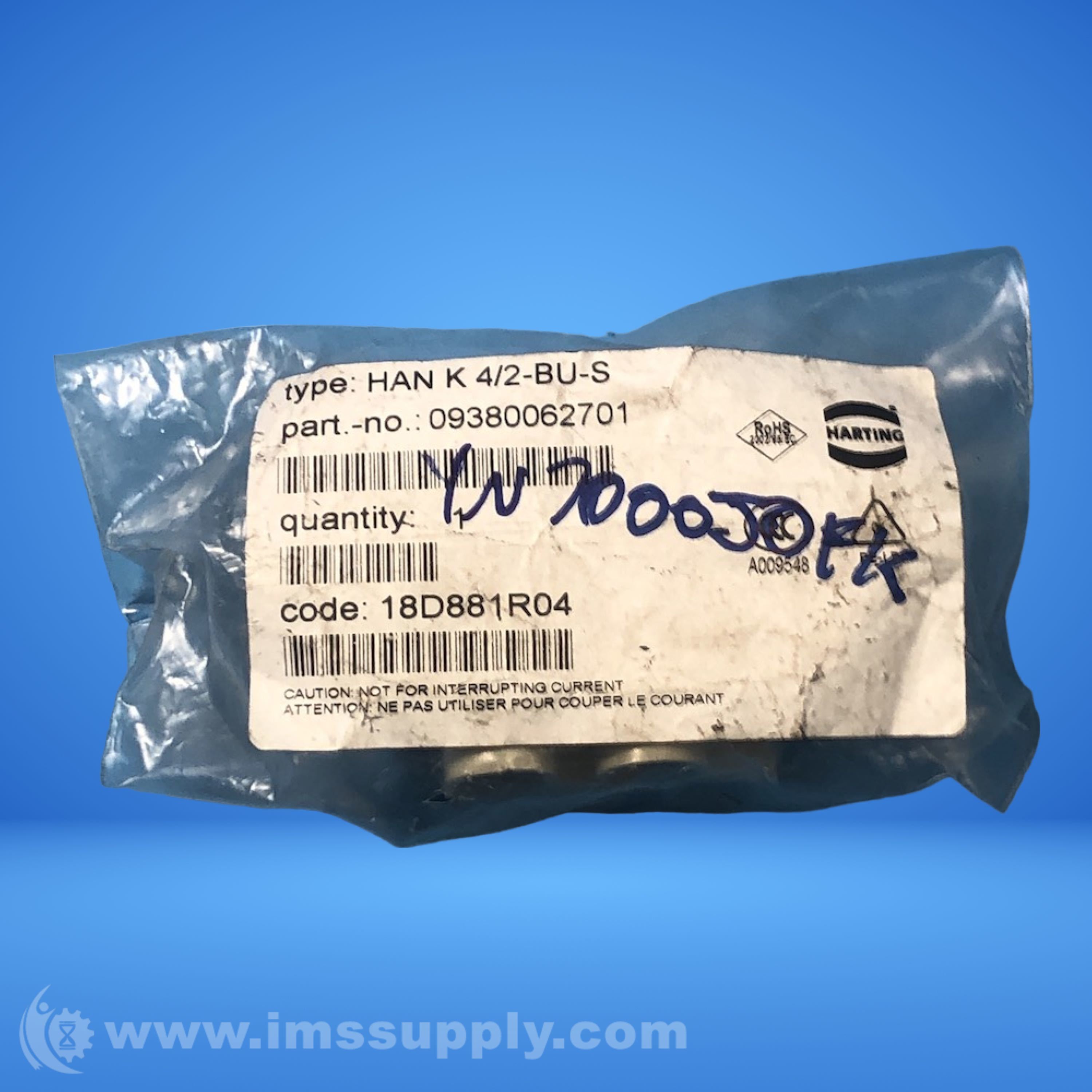 Harting 09380062701 Rectangular Socket Insert - IMS Supply