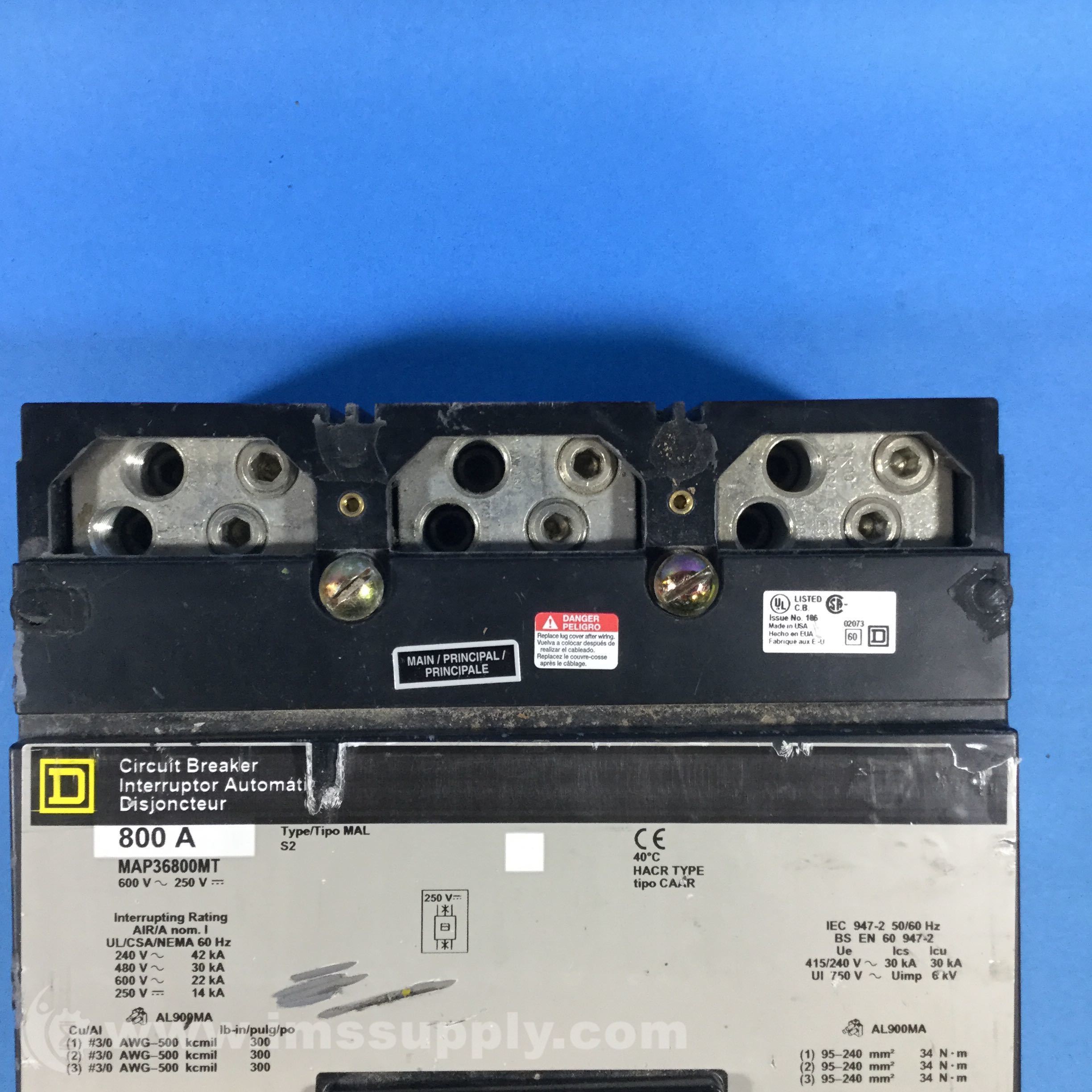 Square D MAP36800MT Molded Case Circuit Breaker 600V 800A - IMS Supply