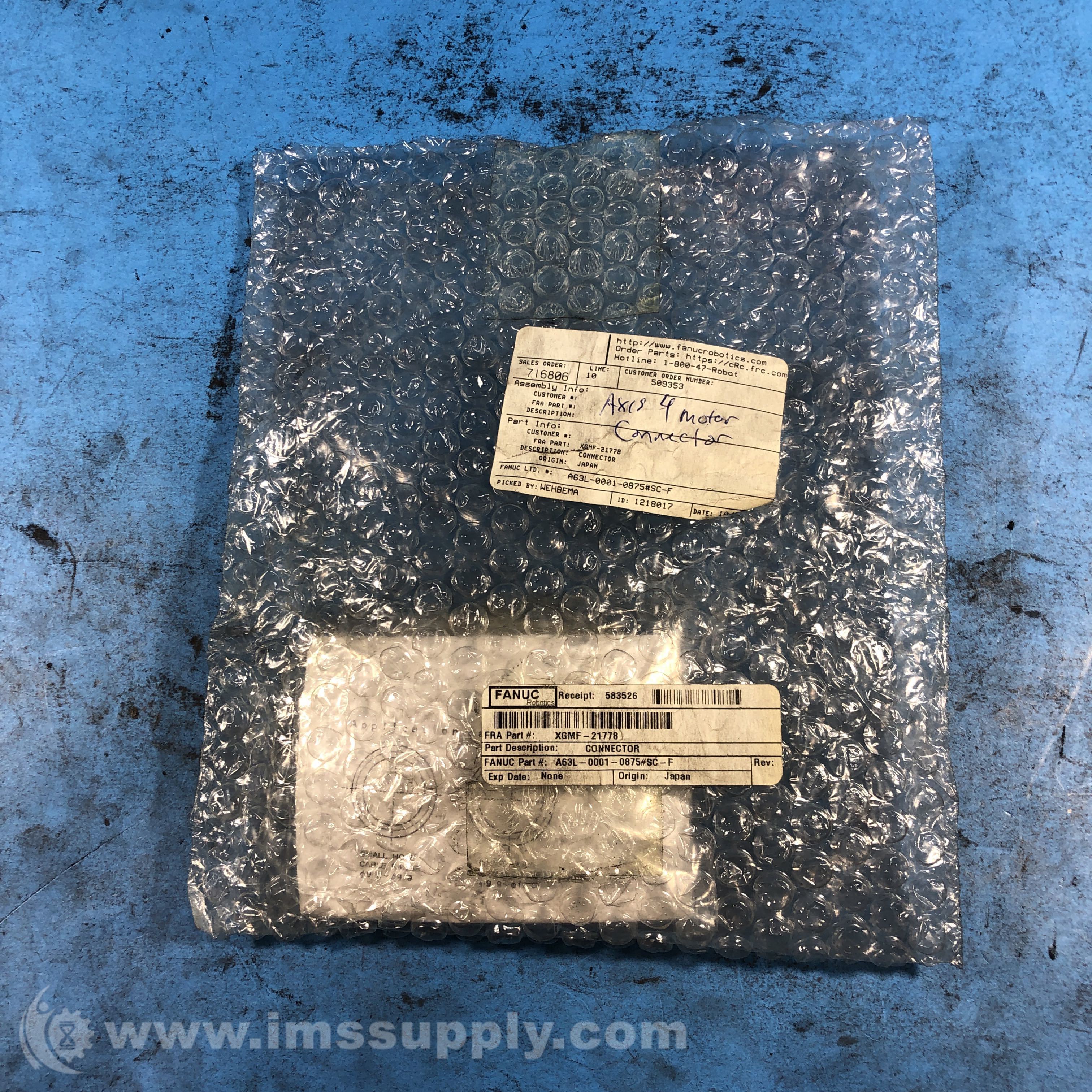 Fanuc A63L-0001-0875 Connector, Axis 4 Motor - IMS Supply
