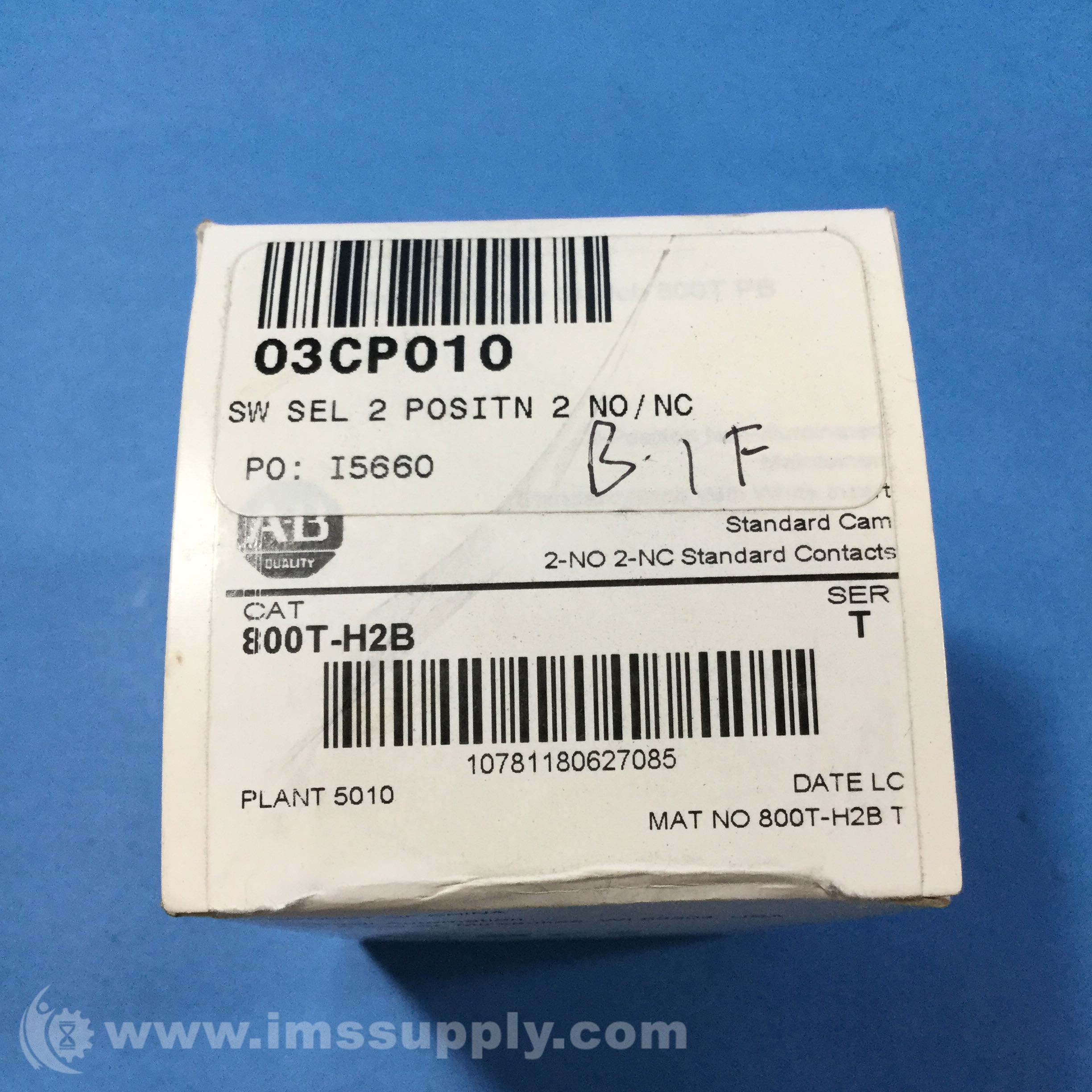 Allen Bradley 800T-H2B Selector Switch, 2-Position, Maintained - IMS Supply