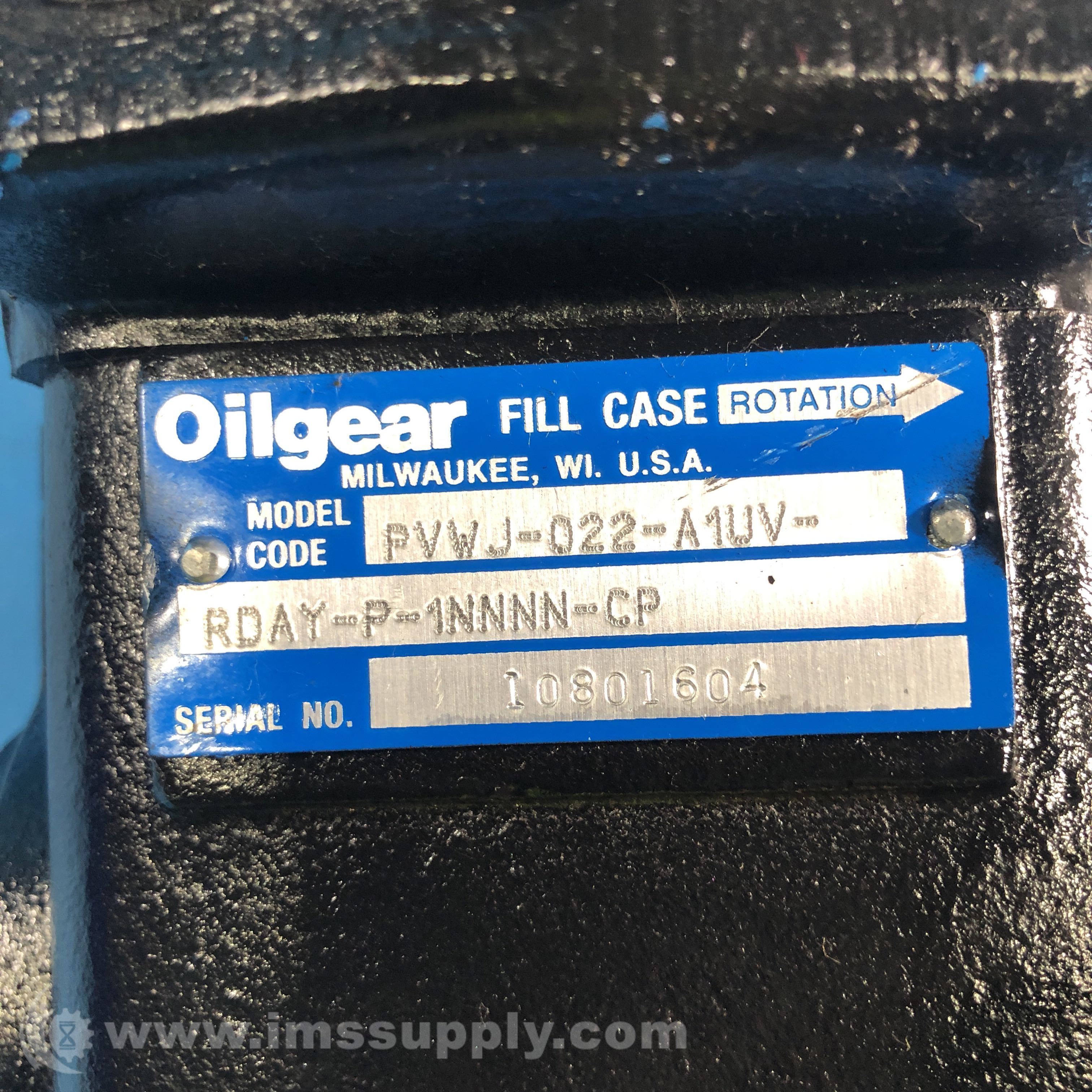 Oilgear PVWJ-022-A1UV-RDAY-P-1NNNN-CP Axial Piston Pump - IMS Supply