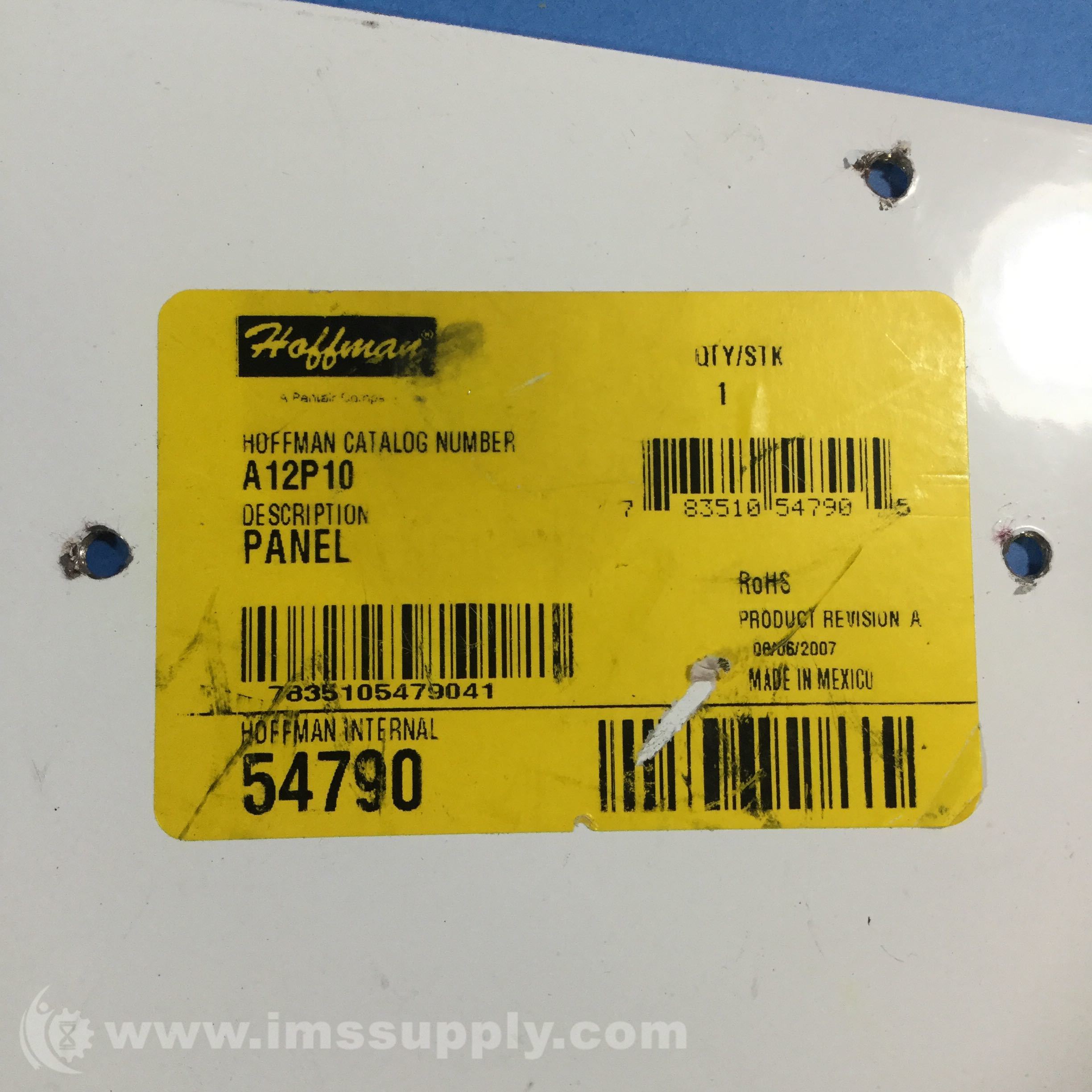 Hoffman A12P10 Panel 14 Gauge Steel White Junction Boxes 273mm - IMS Supply