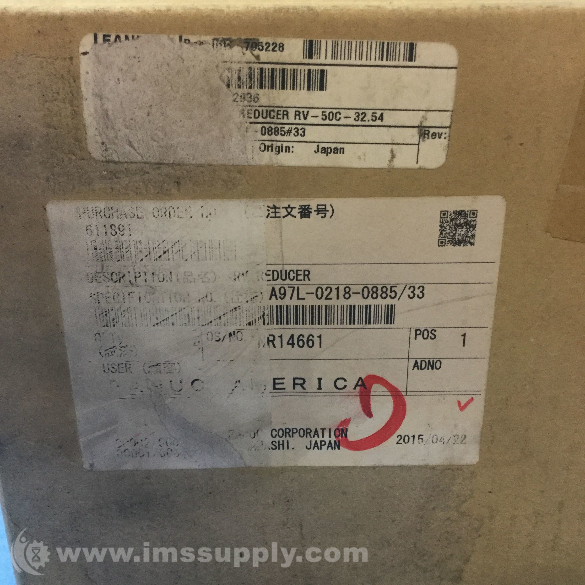 Fanuc A97L-0218-0885/33 J1 RV Reducer - IMS Supply