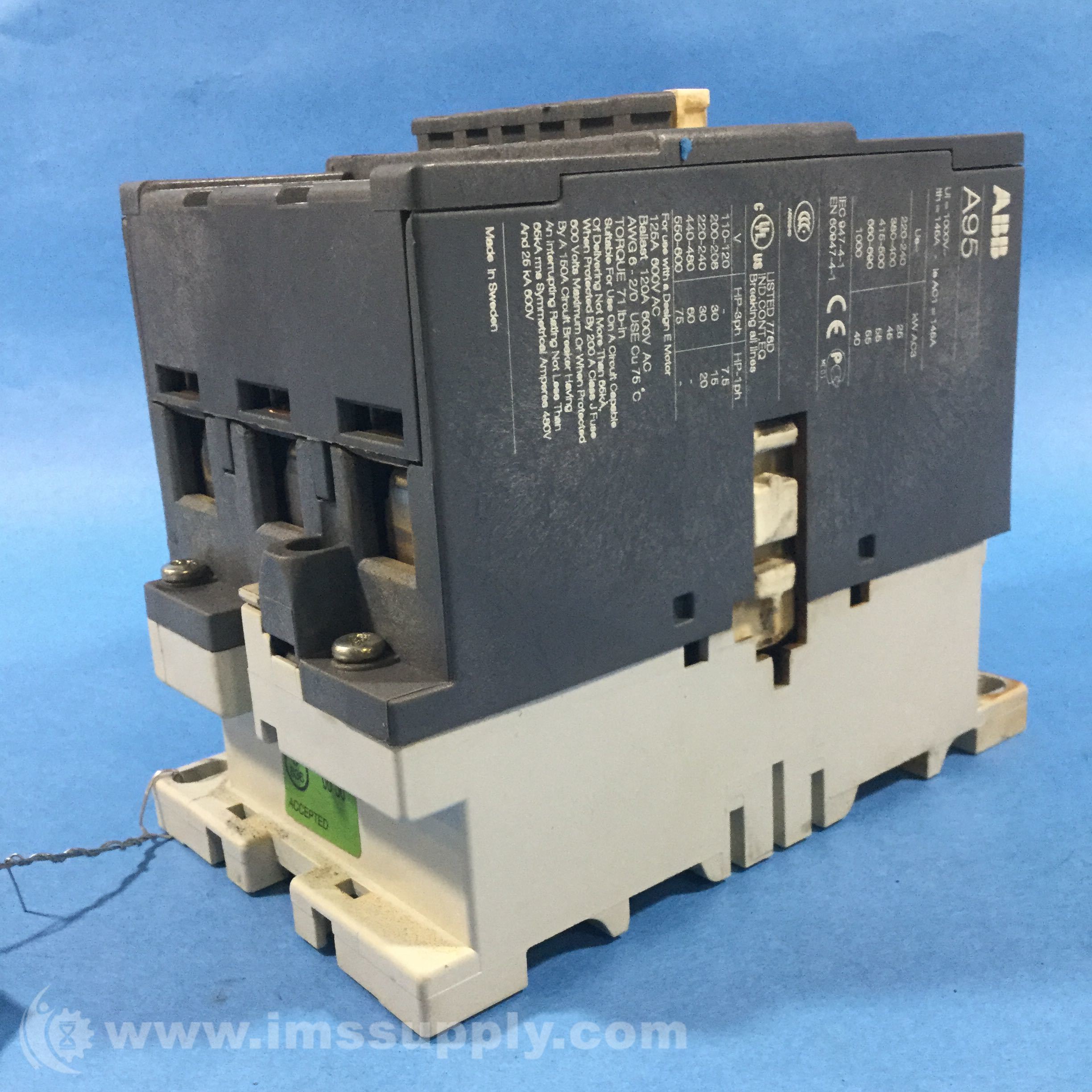 ABB A95-30 Contactor w coil 230-240 Vac T36225 - IMS Supply