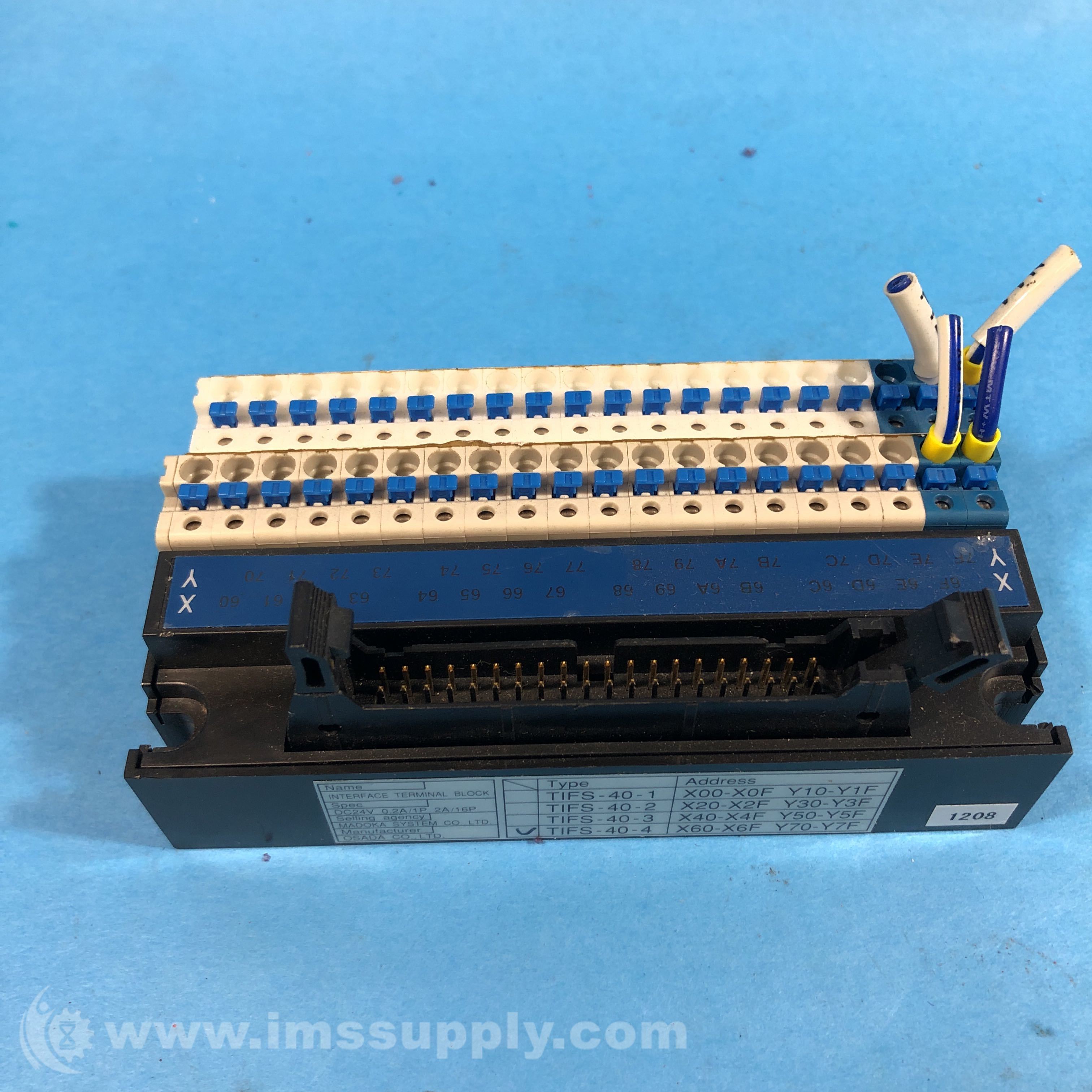 Osada TIFS-40-4 Interface Terminal Block, DC24V, 0.2A/1P, 2A/16P - IMS ...
